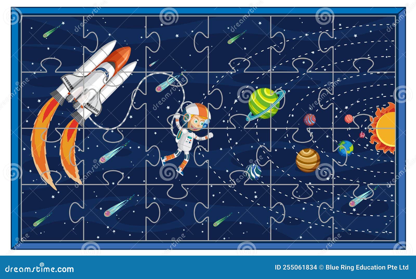 Astronaut in Space Photo Puzzle Game Template Stock Vector ...