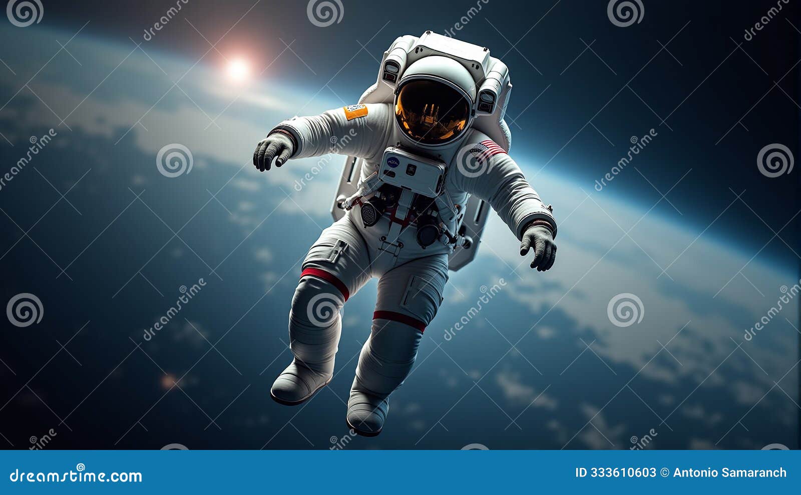 An Astronaut in Space with the Planet Earth Behind Him Stock ...