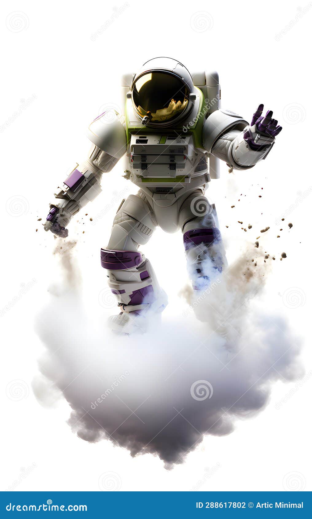 Astronaut in Space with Smoke, Isolated on White Stock Illustration ...