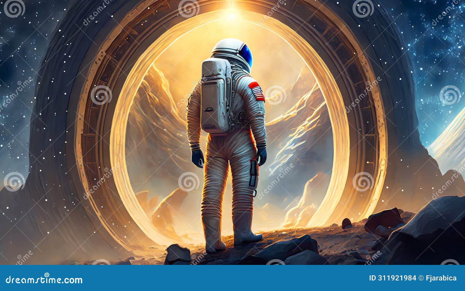 Astronaut in Space for Space Vault Stock Illustration - Illustration of ...