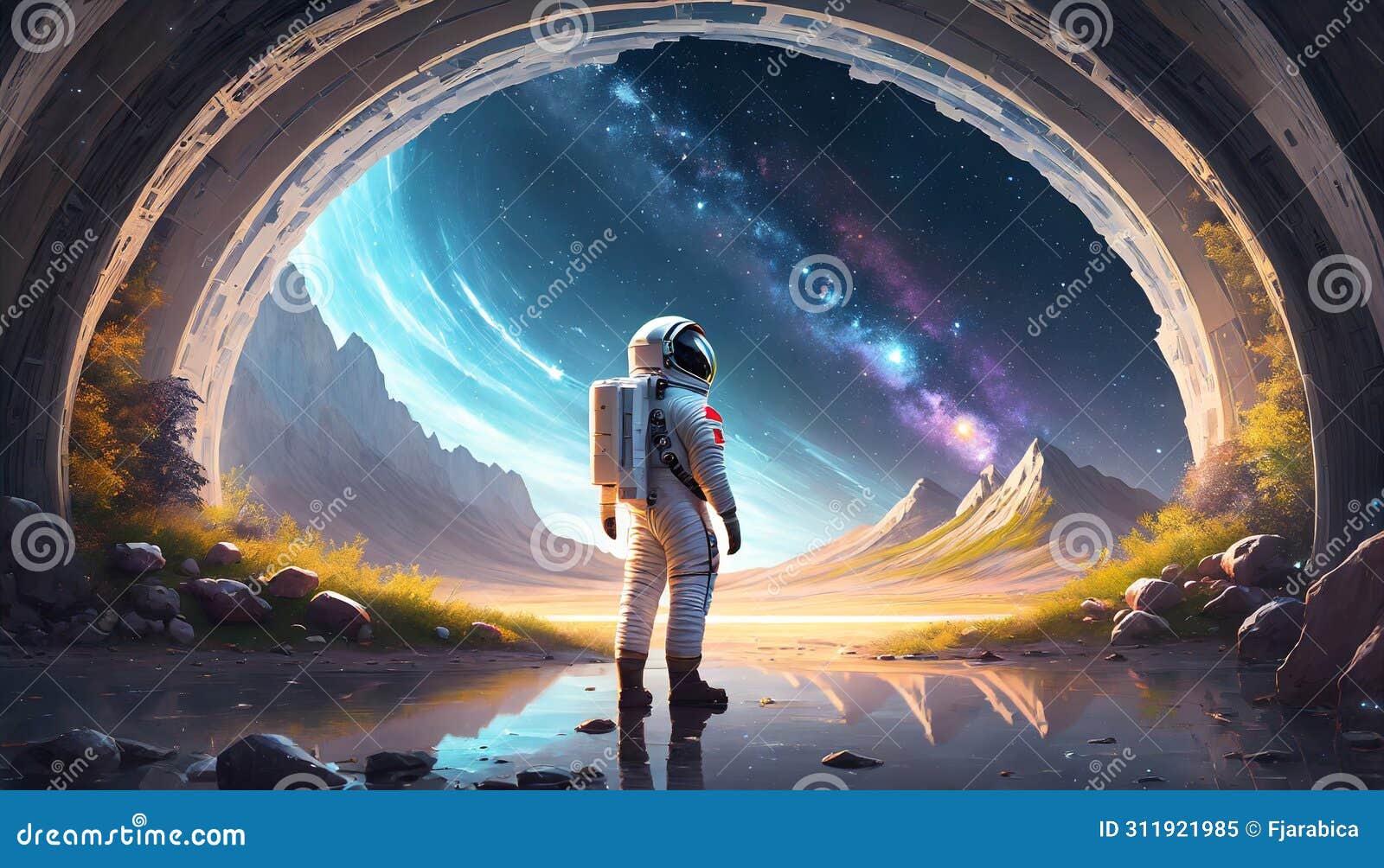 Astronaut in Space for Space Vault Stock Illustration - Illustration of ...