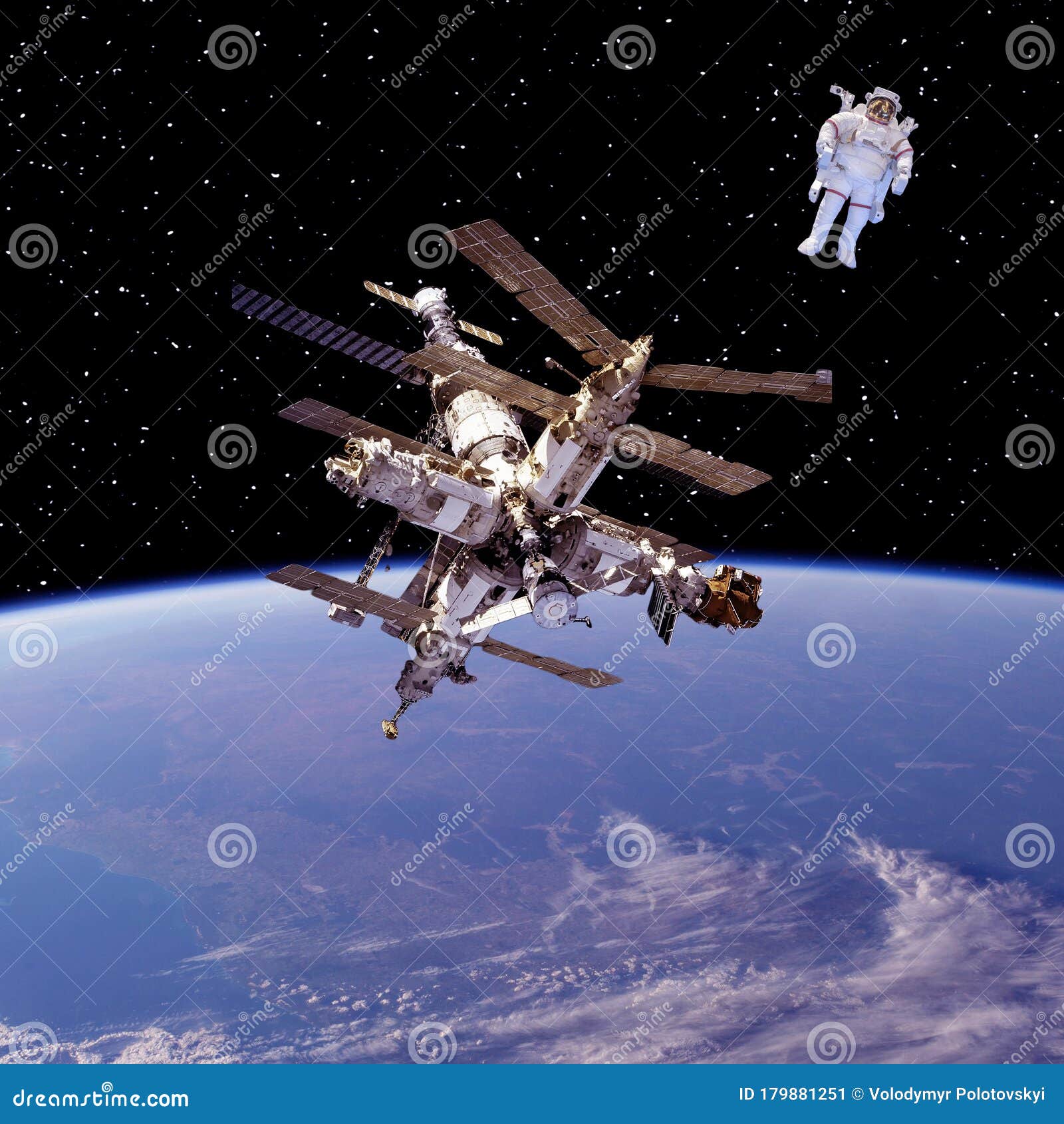 Astronaut and Space Station. Outer Space, Space Walk Stock Image ...