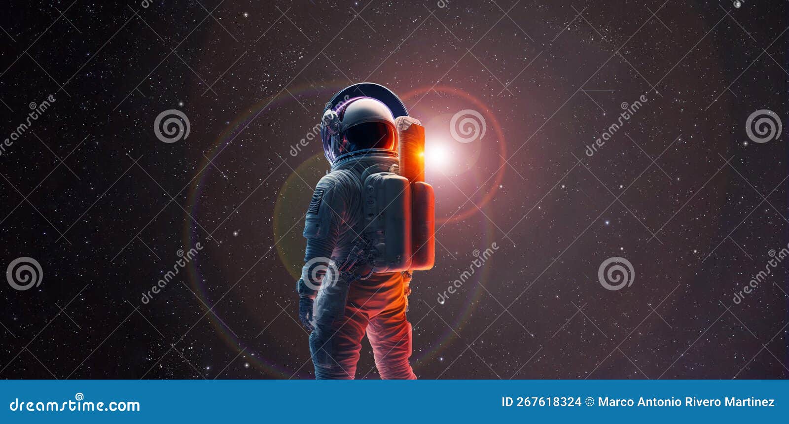 Astronaut with Space Suit from Back in Space Stock Illustration ...