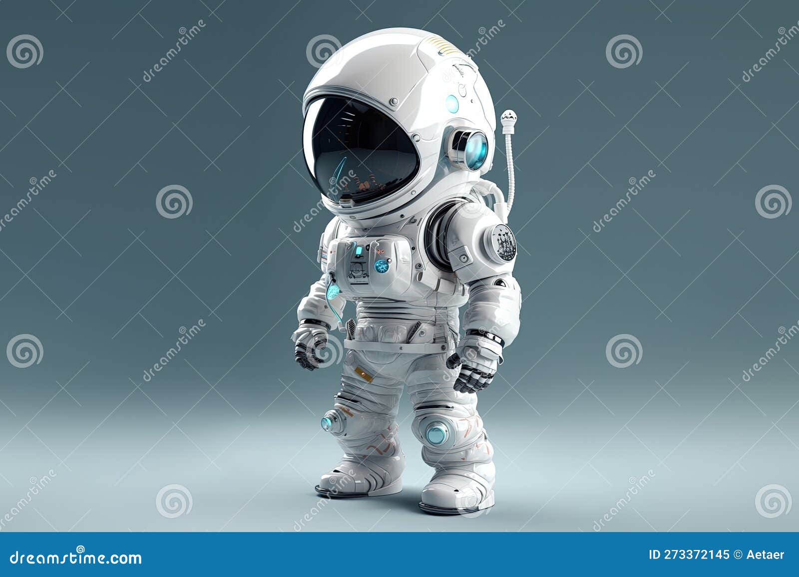 Astronaut in Space Suit and Helmet on Blue Background 3D Render Style ...