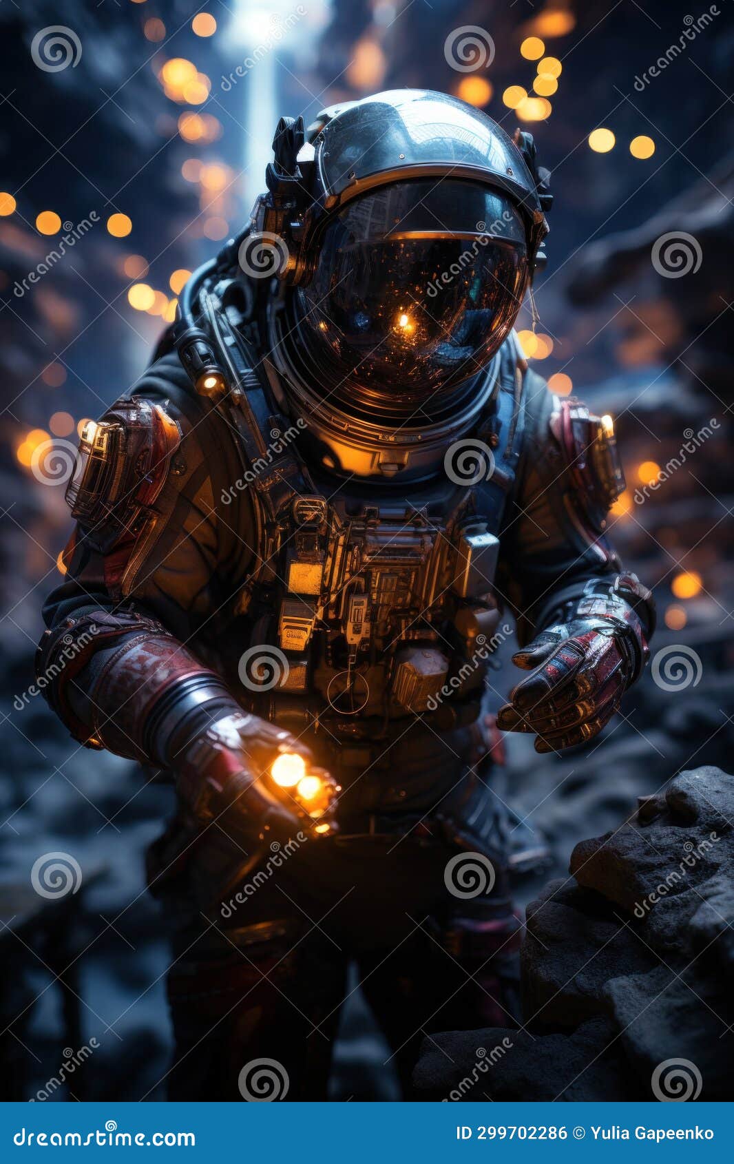 Astronaut in a Space Suit Holding a Futuristic-looking Tool, Stock ...