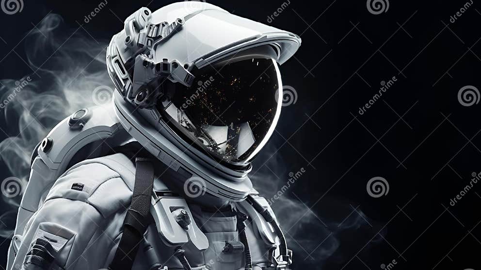 Astronaut in a Space Suit with a Jetpack, Standing in a Zero-gravity ...
