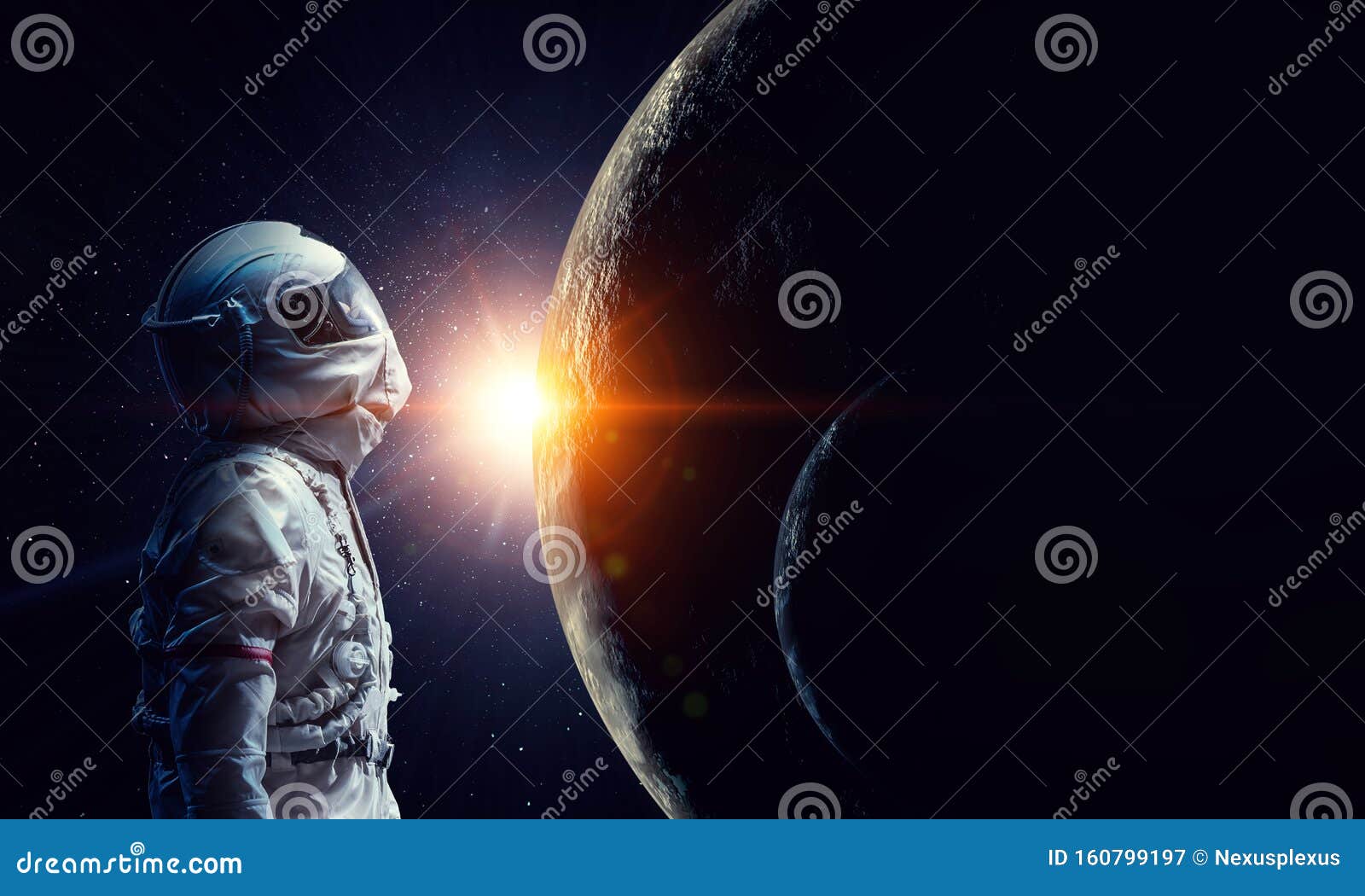 Spaceman and Planets Abstract Theme Stock Image - Image of astronomy ...