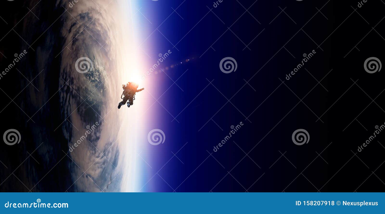 Spaceman and Planet, Human in Space Concept Stock Photo - Image of ...