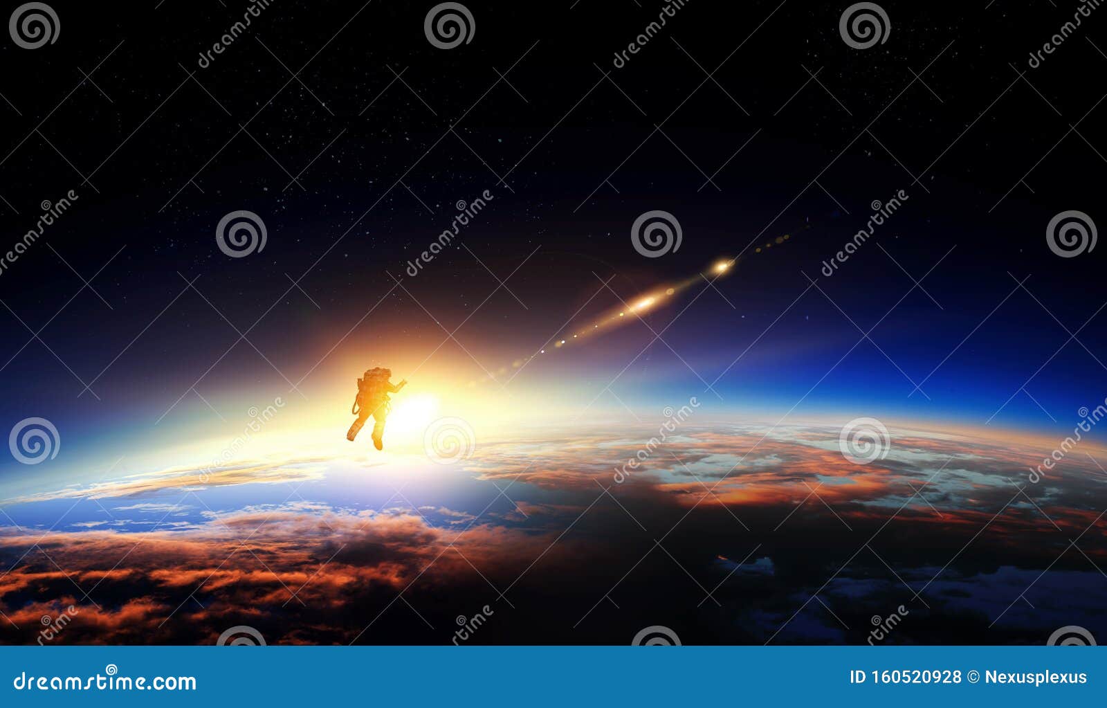 Spaceman and Planet, Human in Space Concept Stock Photo - Image of ...