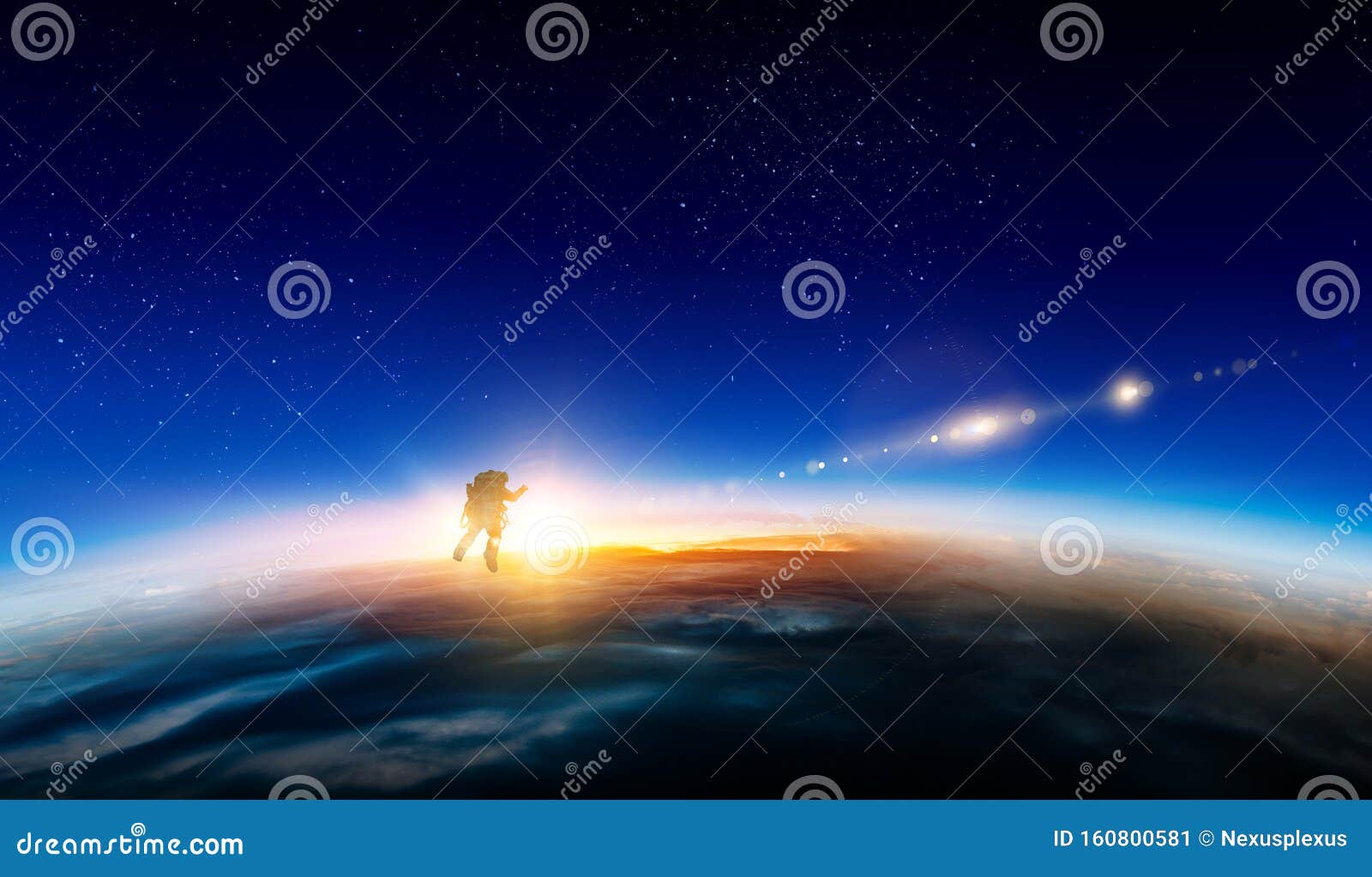 Spaceman and Planet, Human in Space Concept Stock Image - Image of ...