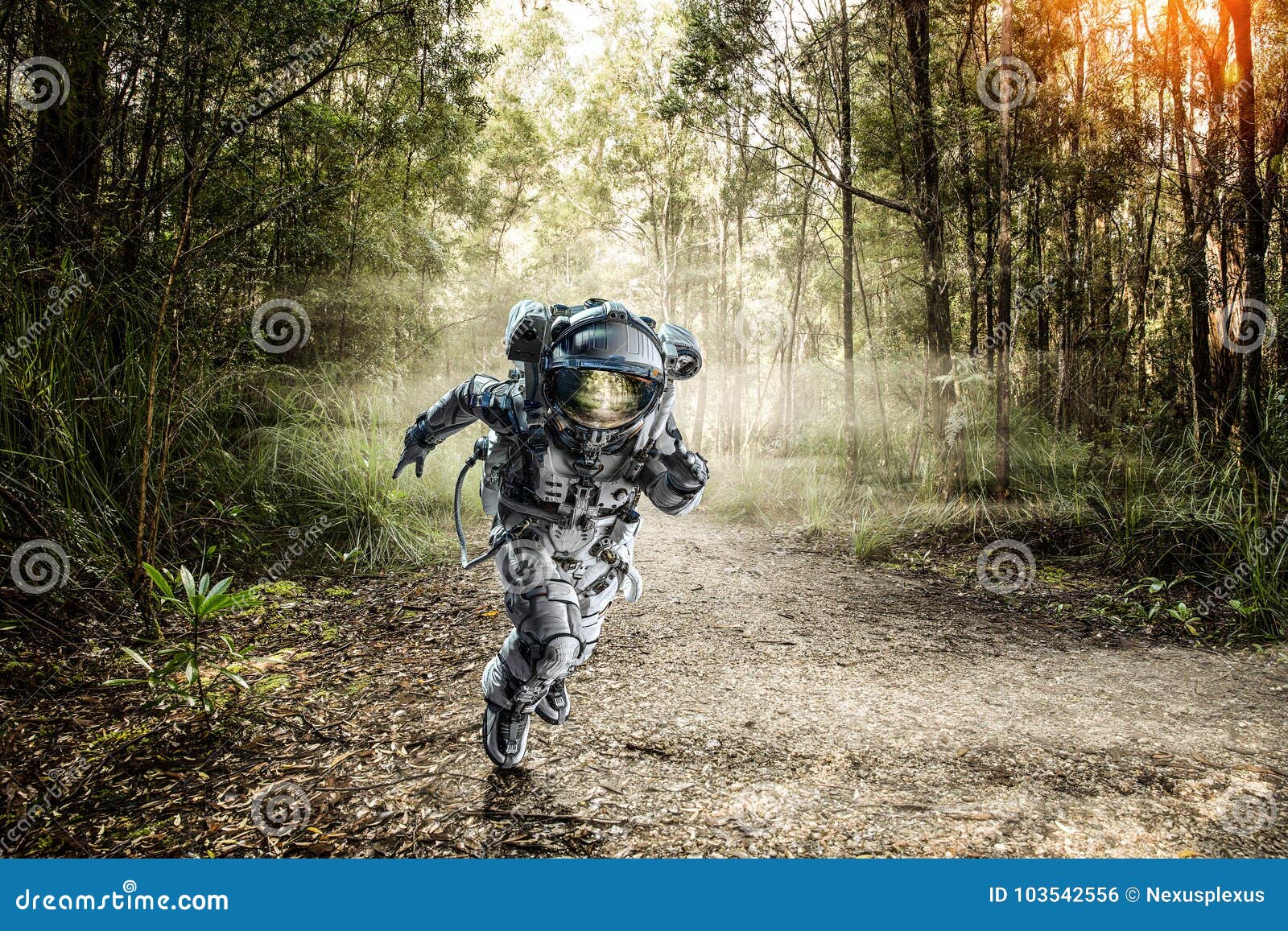 Spaceman Running Fast. Mixed Media Stock Photo - Image of explorer ...