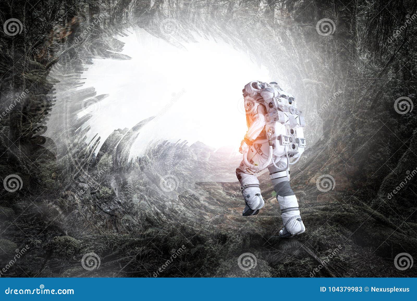 Spaceman Running Fast. Mixed Media Stock Image - Image of suit, nature ...