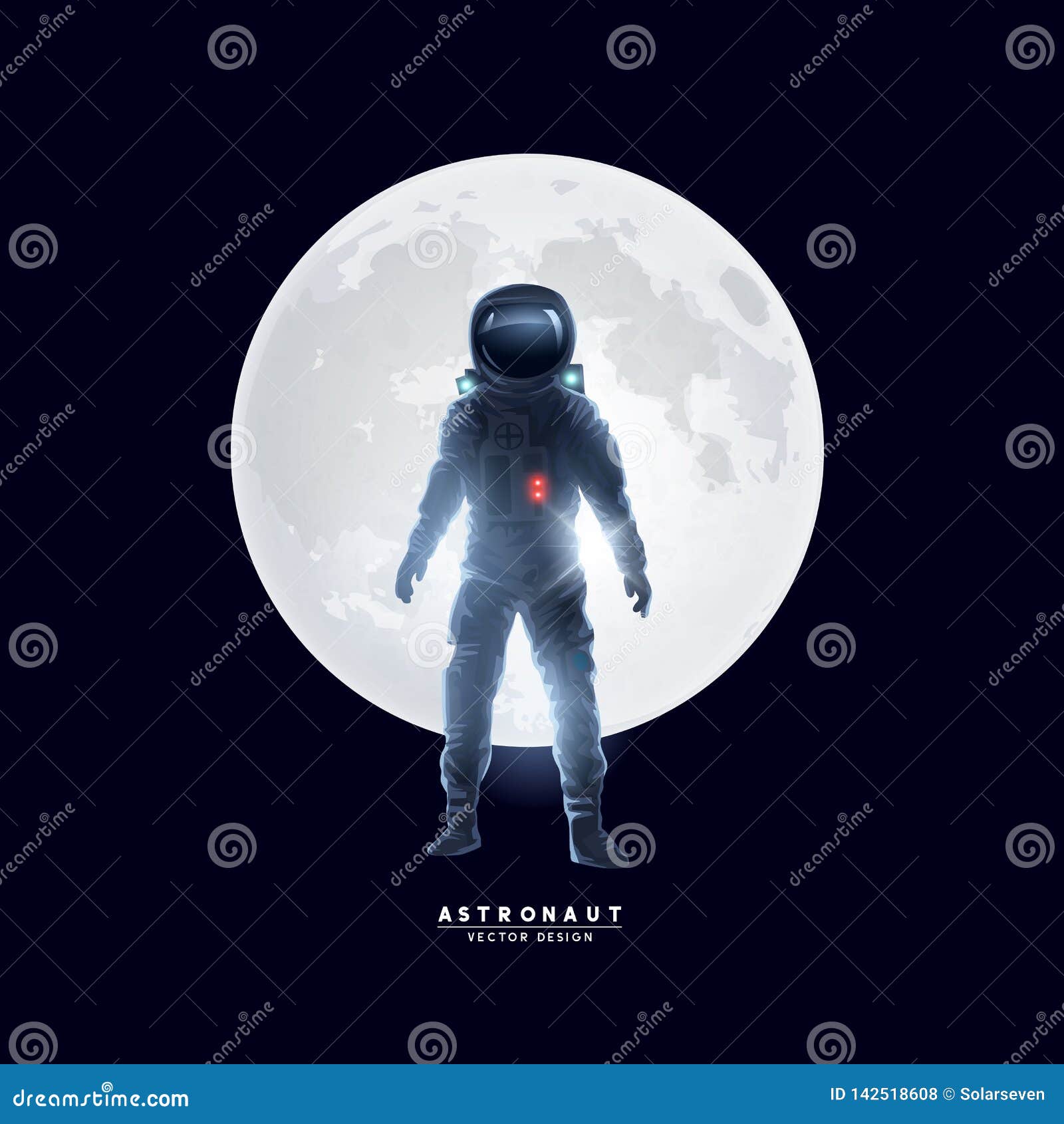 Astronaut Spaceman in Front of the Moon Stock Vector - Illustration of ...