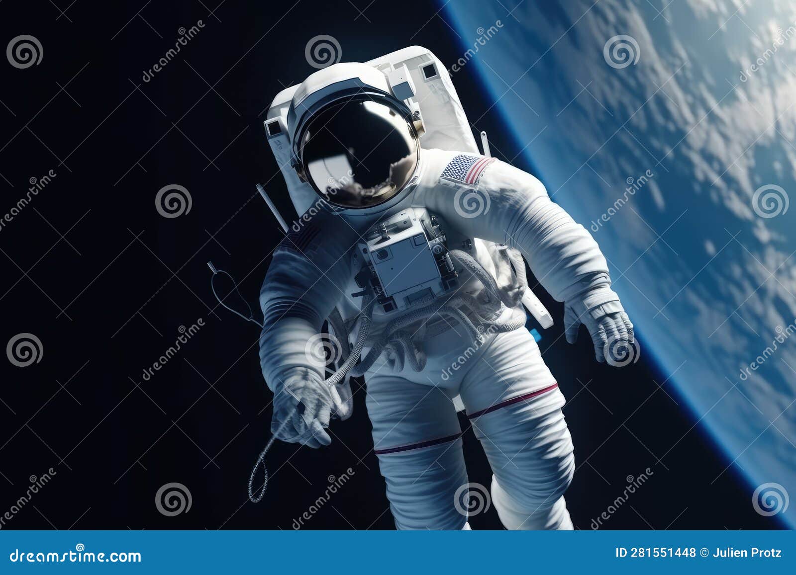 Astronaut Spaceman, Space Station in Outer Space Stock Illustration ...
