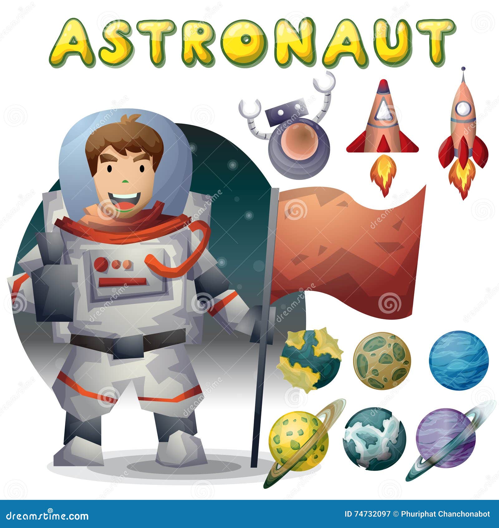 Astronaut Spaceman Vector Cartoon with Separated Layers Stock Vector ...