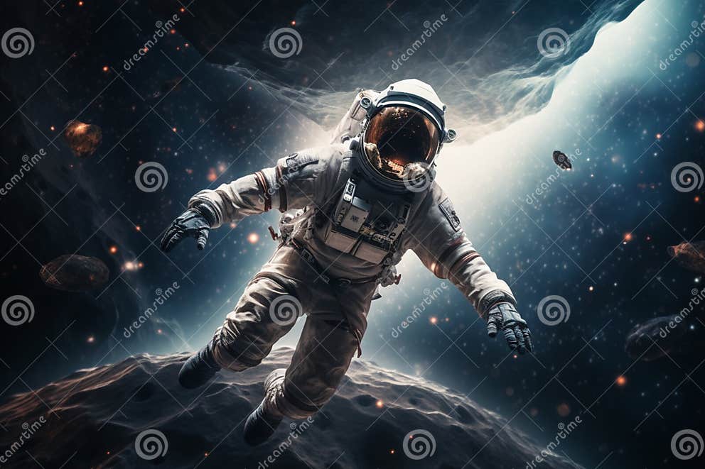 Astronaut Explore Saturn in the Outer Space, Ai Generated Stock Photo ...