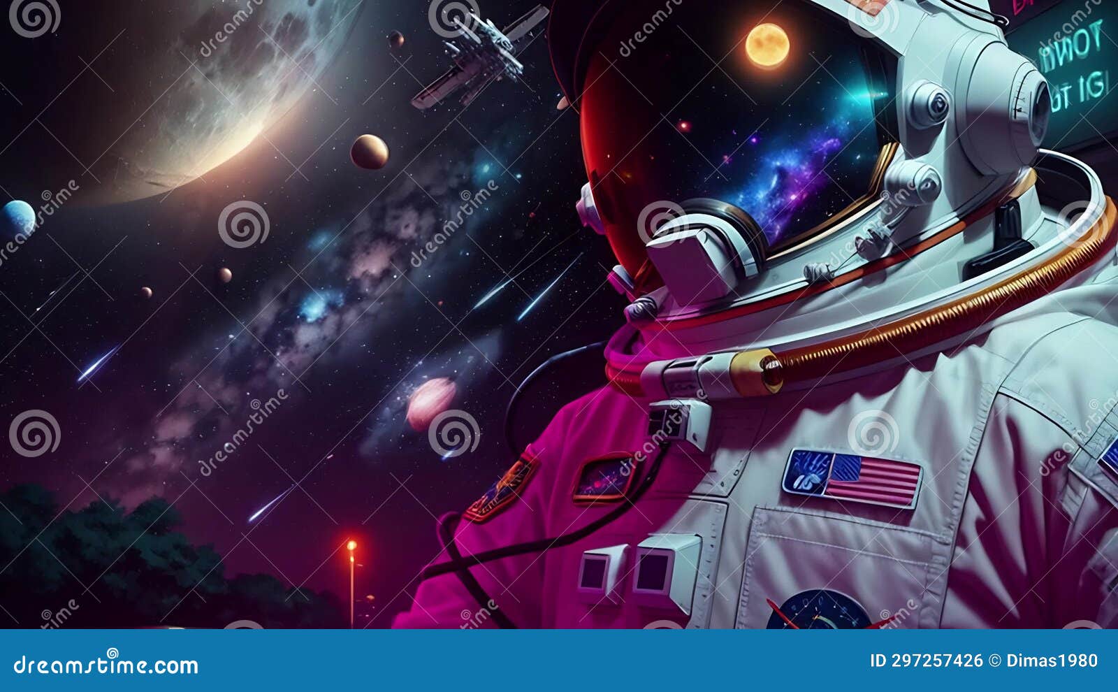 Astronaut in a Spacesuit Flies in Deep Space Animation. AI Generated ... Astronaut in a Spacesuit Flies in Deep Space Animation. AI Generated ...