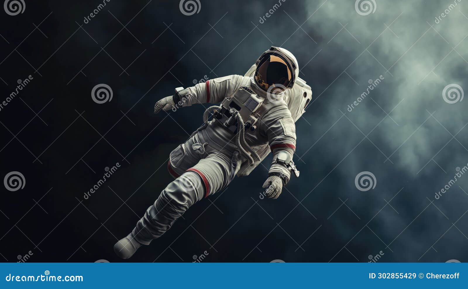 Astronaut in Spacesuit Flying in Outer Space Stock Illustration ...