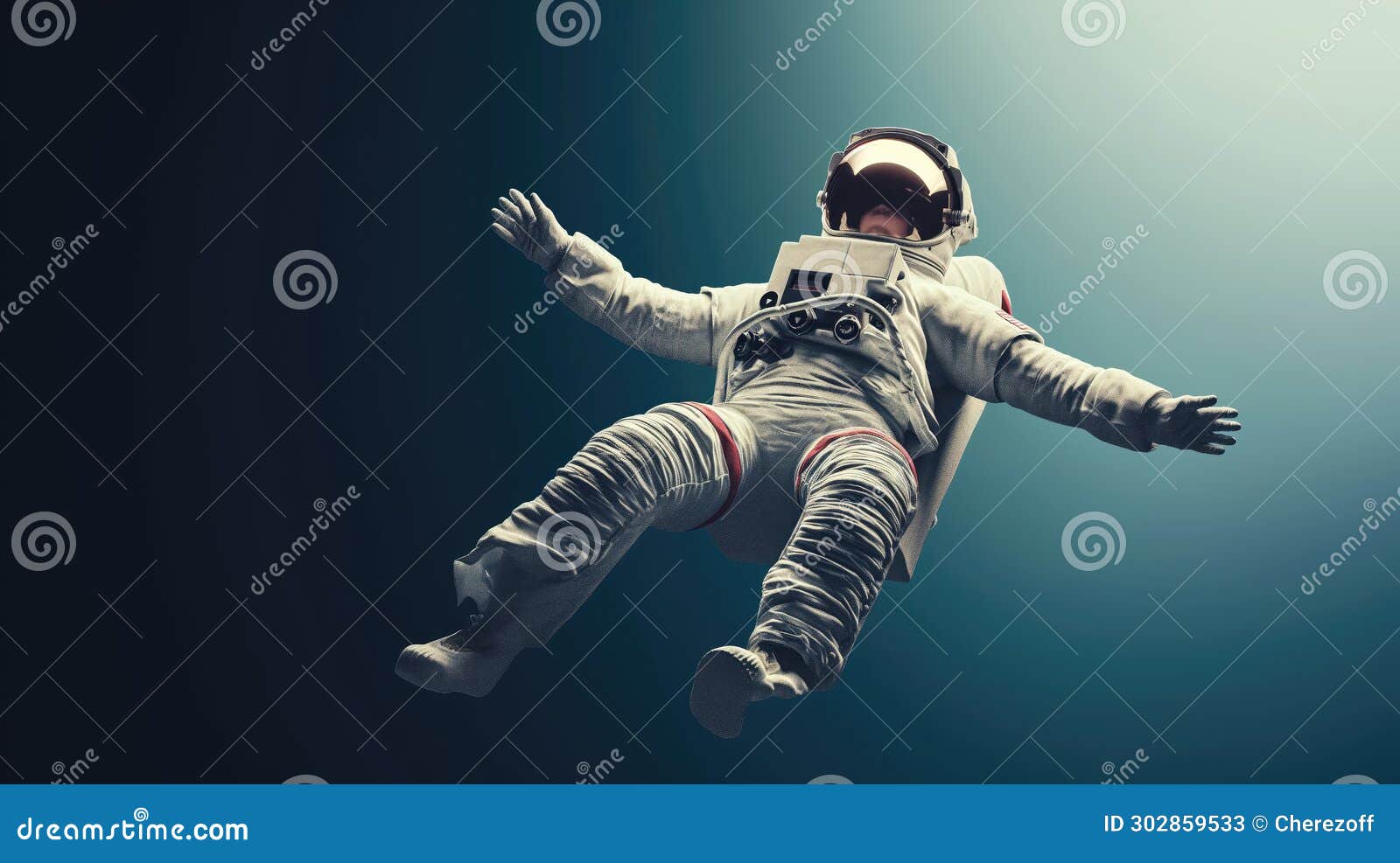 Astronaut in Spacesuit Flying in Outer Space Stock Illustration ...