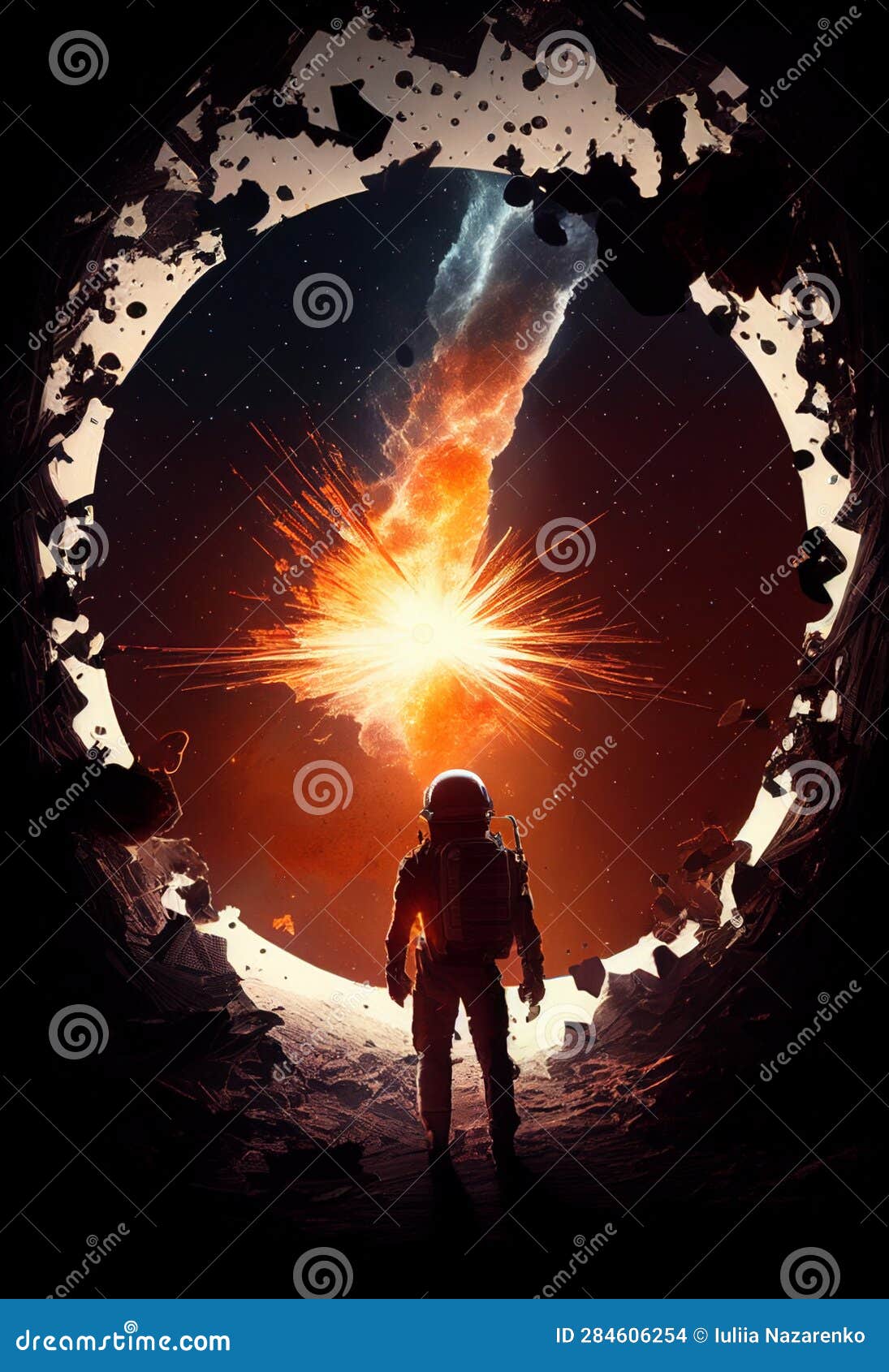 Astronaut Looks at the Explosion of Stars in Space. AI Generated Stock ...