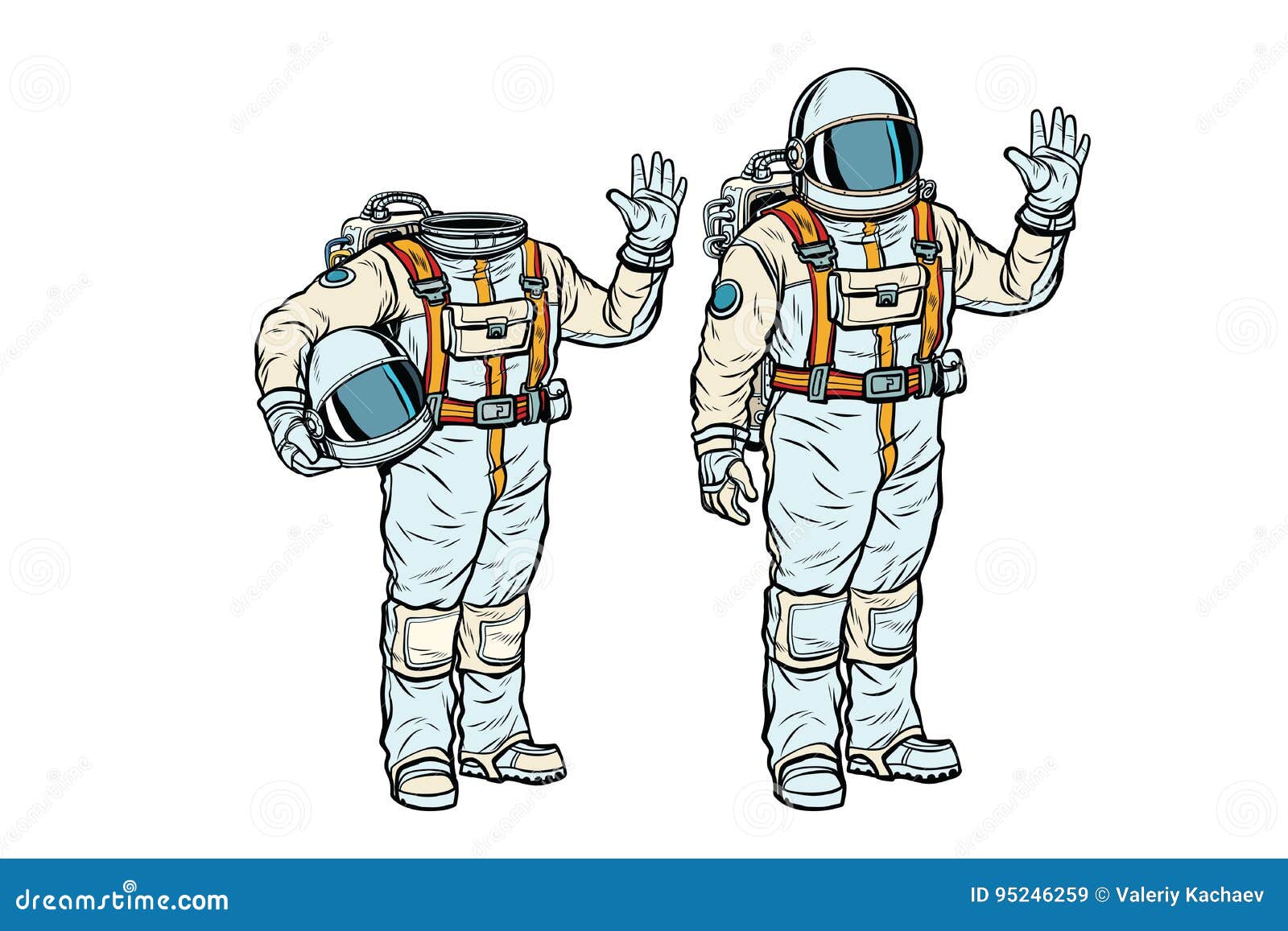 Astronaut In Spacesuit And Mockup Without A Head Stock Vector Illustration Of Background