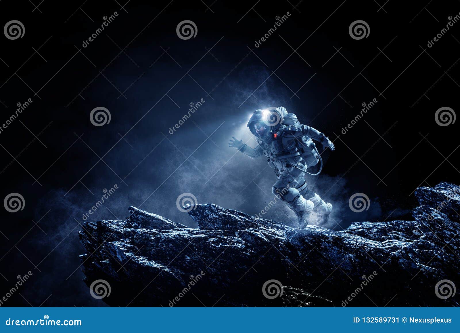 Spaceman Running Fast. Mixed Media Stock Image - Image of astronaut ...