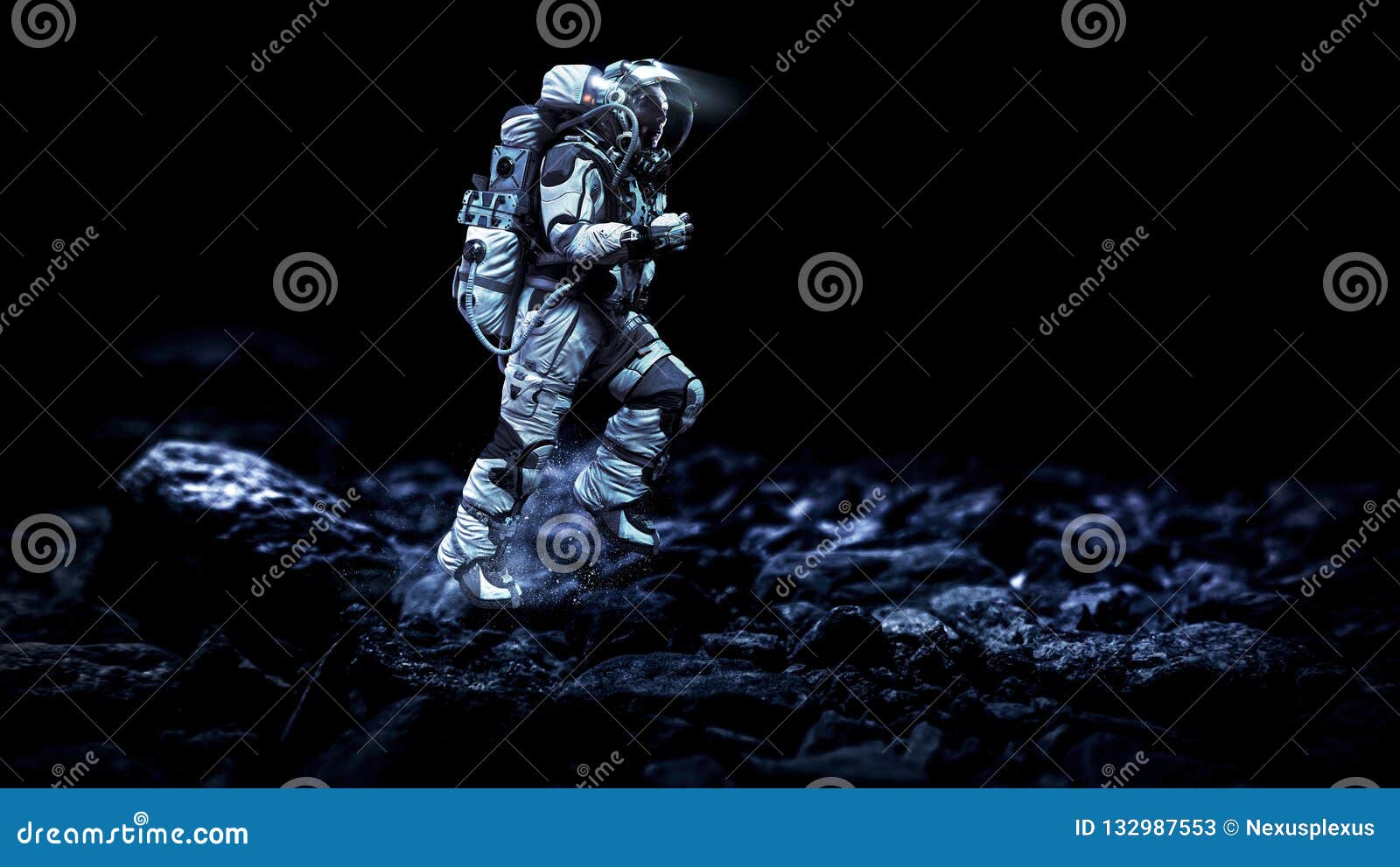 Spaceman Running Fast. Mixed Media Stock Image - Image of suit, future ...