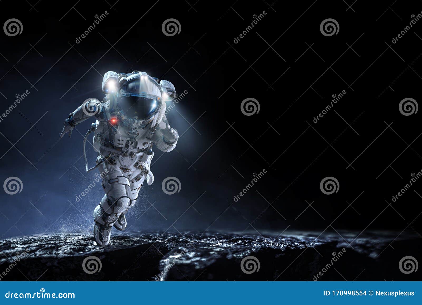 Spaceman Running Fast. Mixed Media Stock Photo - Image of cosmonaut ...