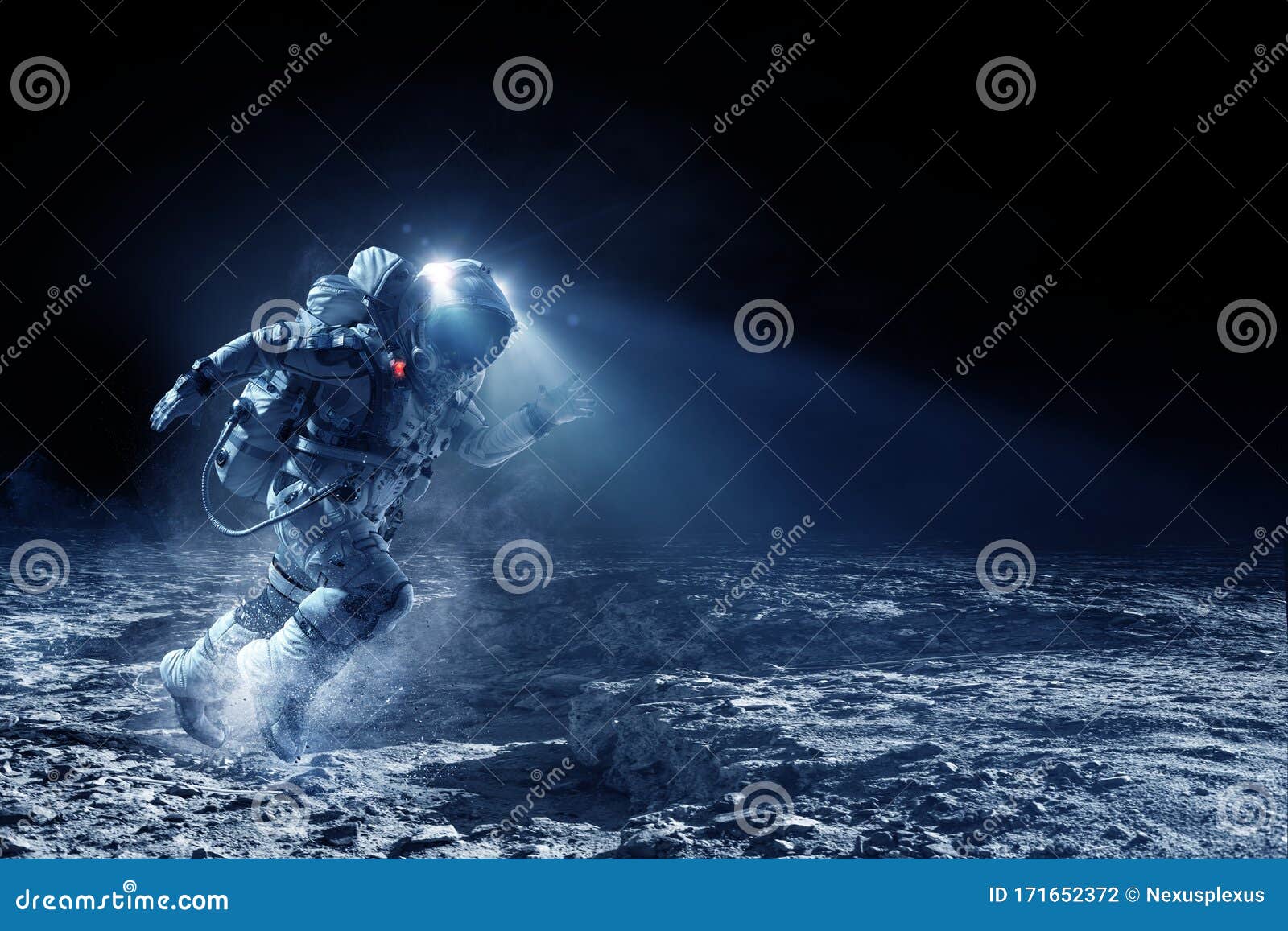Spaceman Running Fast. Mixed Media Stock Photo - Image of planet ...