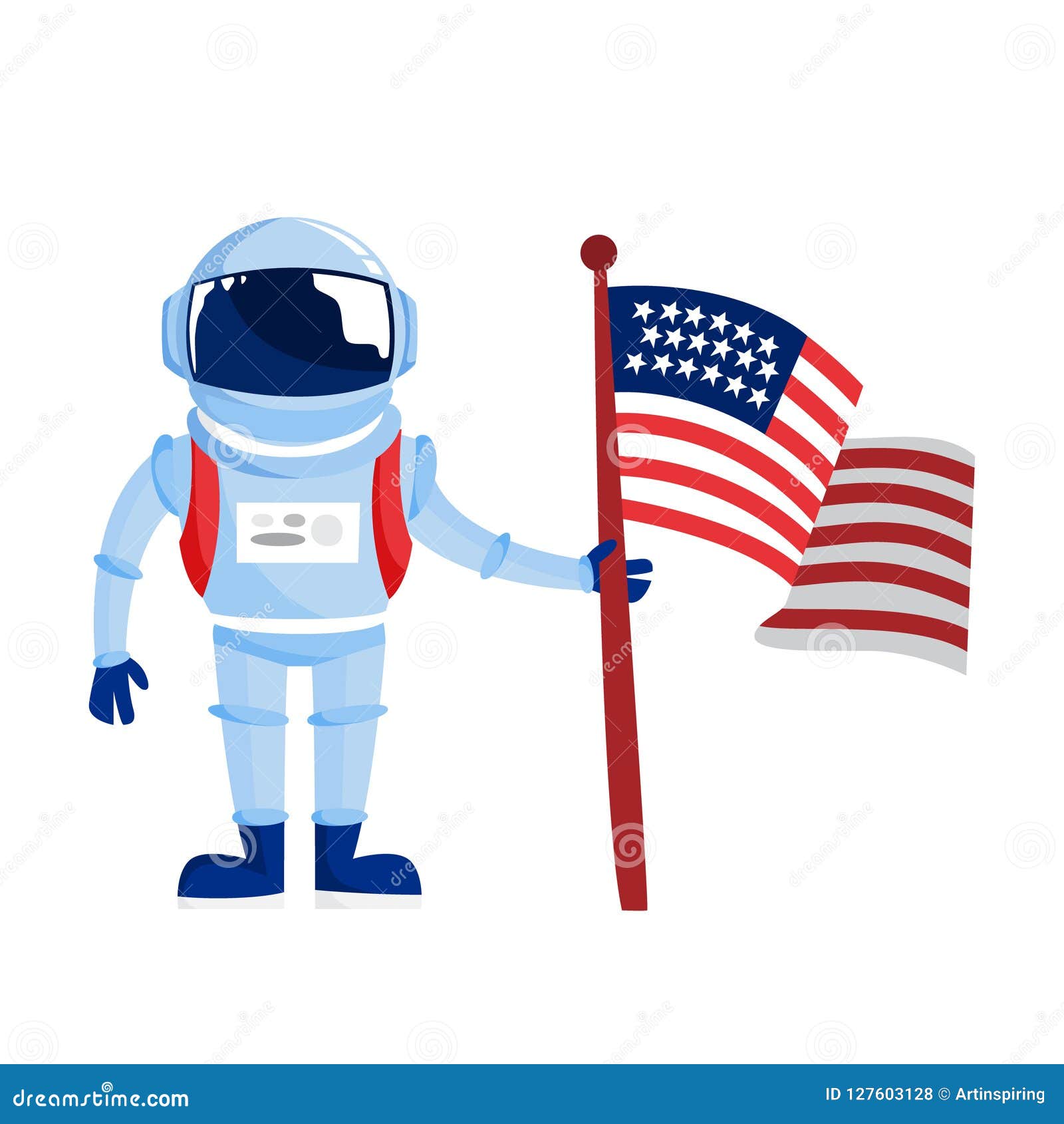 Astronaut in Spacesuit Standing with a Flag Stock Vector - Illustration ... Astronaut in Spacesuit Standing with a Flag Stock Vector - Illustration ...