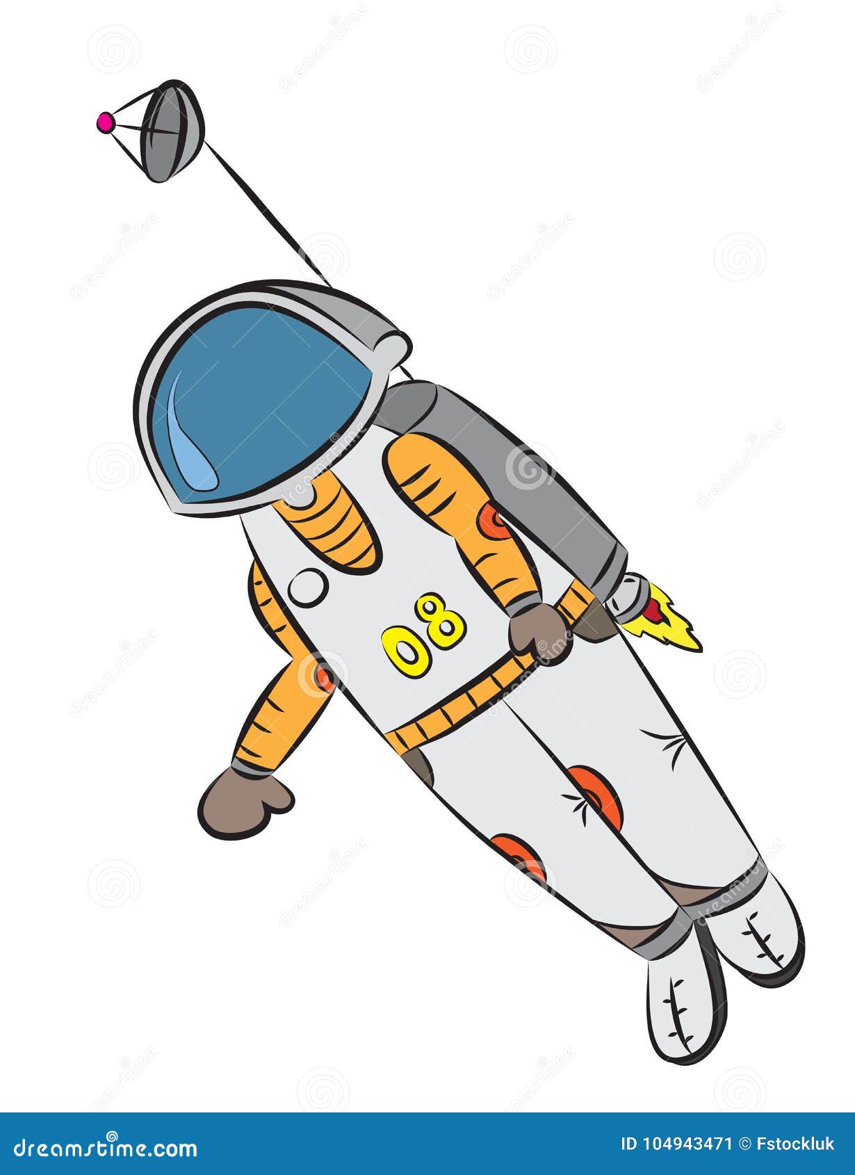 Astronaut in a Spacesuit Using Rocket Backpack in a Space Stock Vector ...