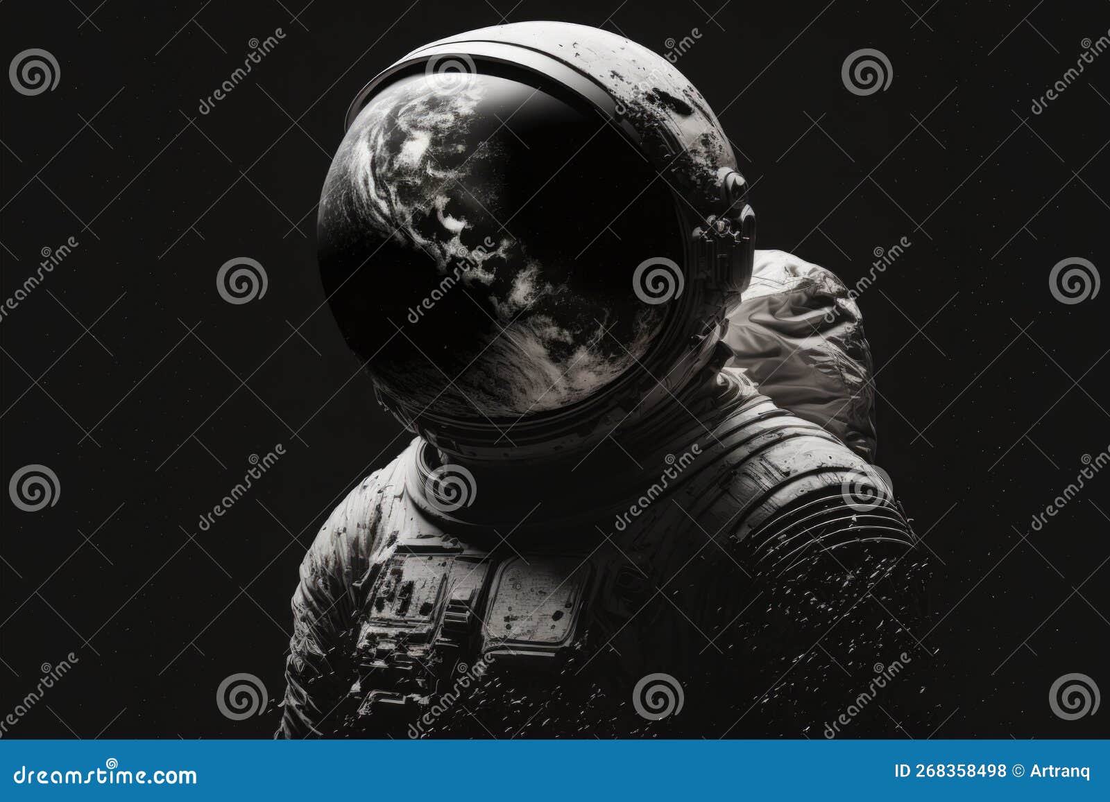 An Astronaut in a Spacesuit in Which Nebulae is Reflected. Space ...