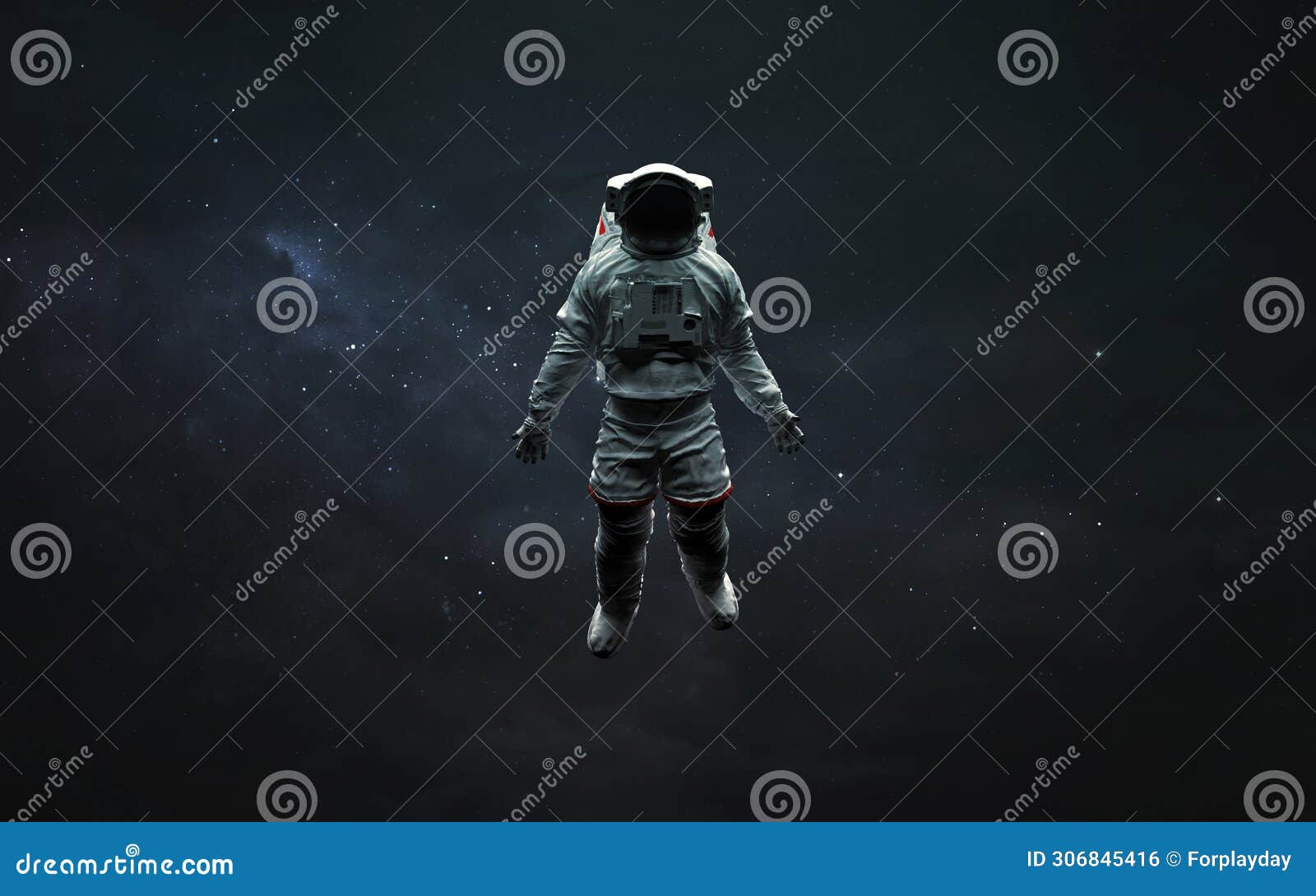 Astronaut at Spacewalk in Deep Space. 3D Sci-fi Art Stock Illustration ...