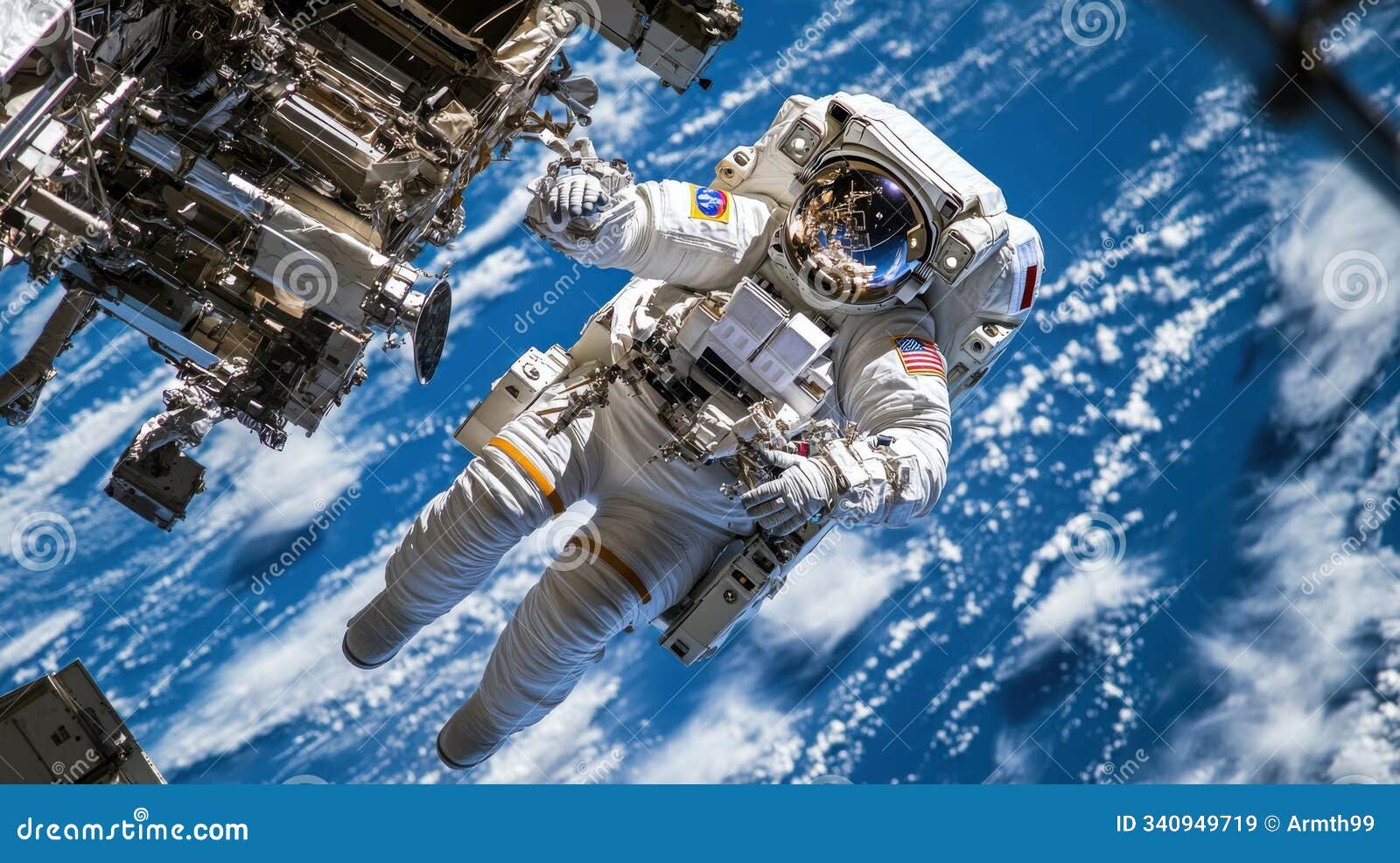 Astronaut Spacewalk with Earth in the Background. Space Exploration ...