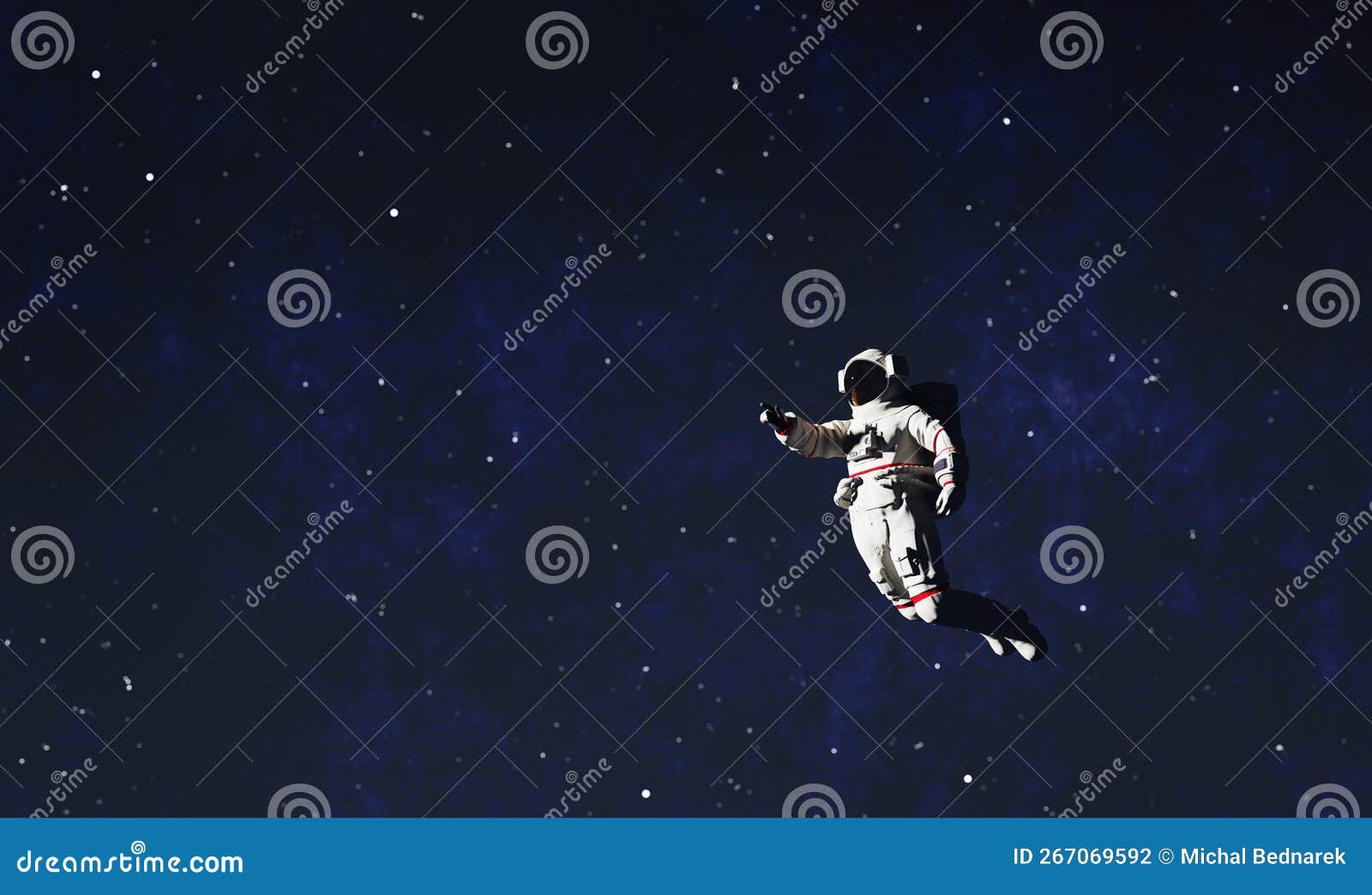 Astronaut Spacewalk in Space and Pointing His Finger. Stock ...