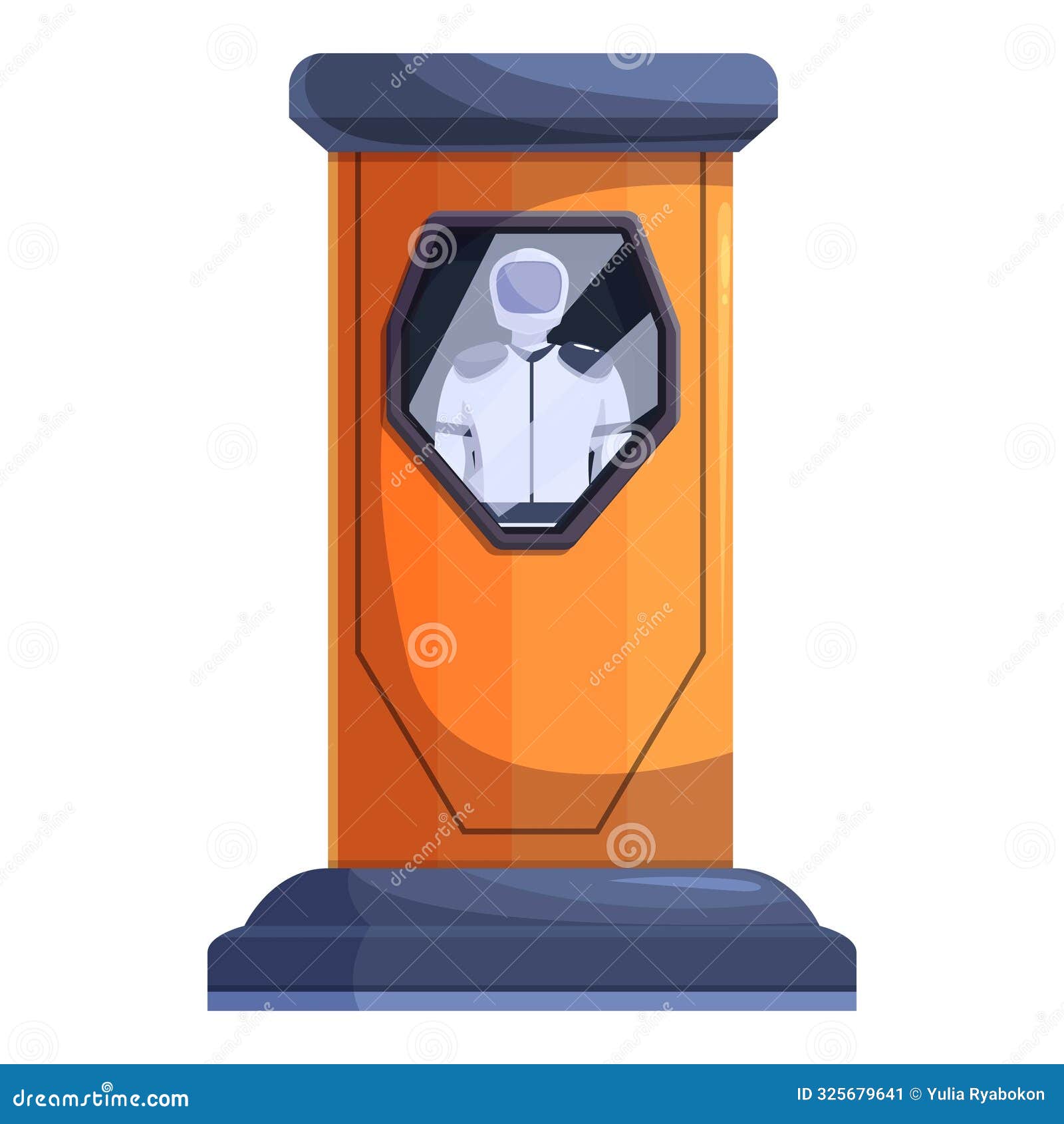 Astronaut Standing Inside Futuristic Phone Booth Speaking Cartoon ...