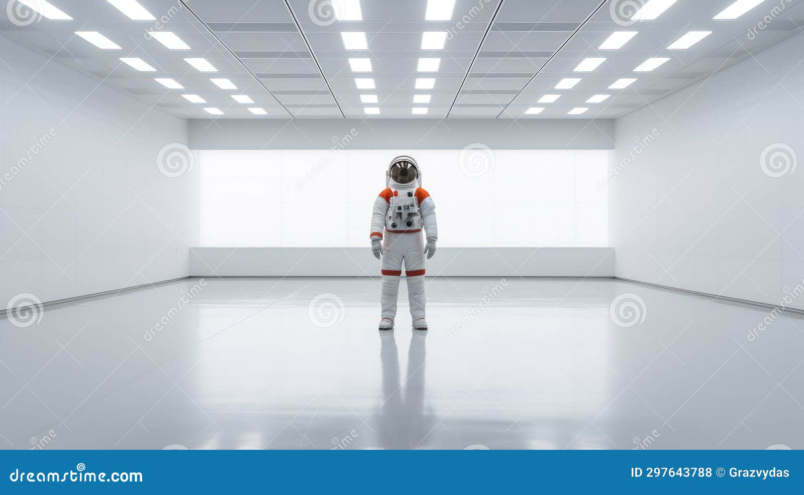 Empty Modern Bright Office with Spaceman Stock Illustration ...