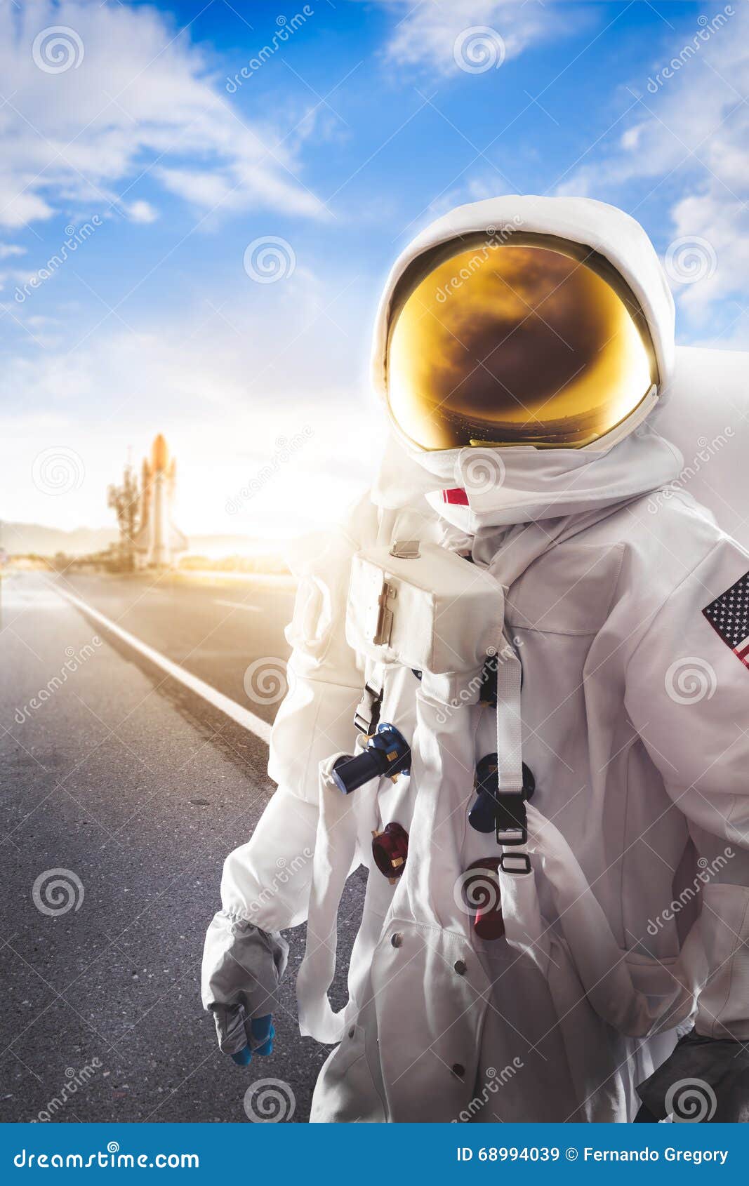 Astronaut Standing Behind US Flag Stock Image | CartoonDealer.com ...