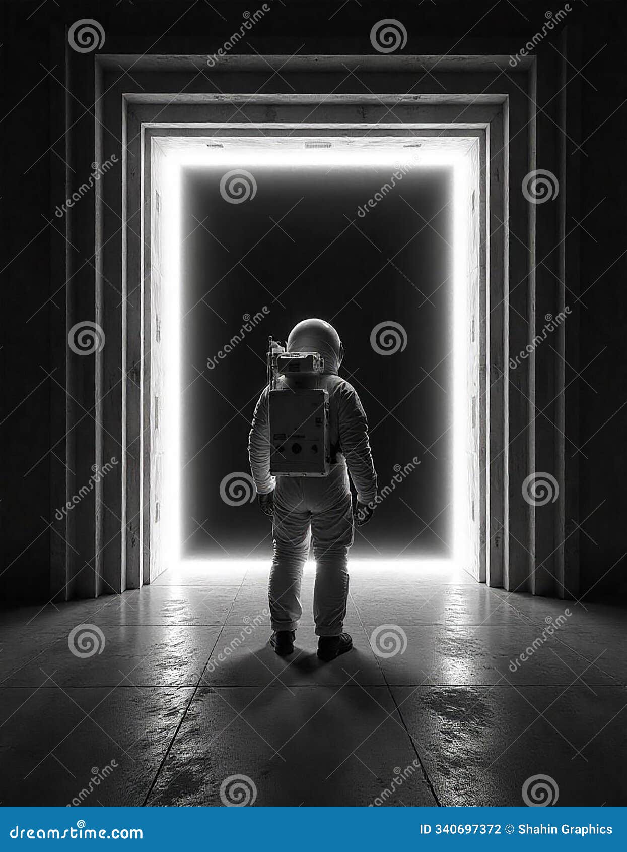 Astronaut Staring into Rectangular Portal Concentric Frames Liminal ...