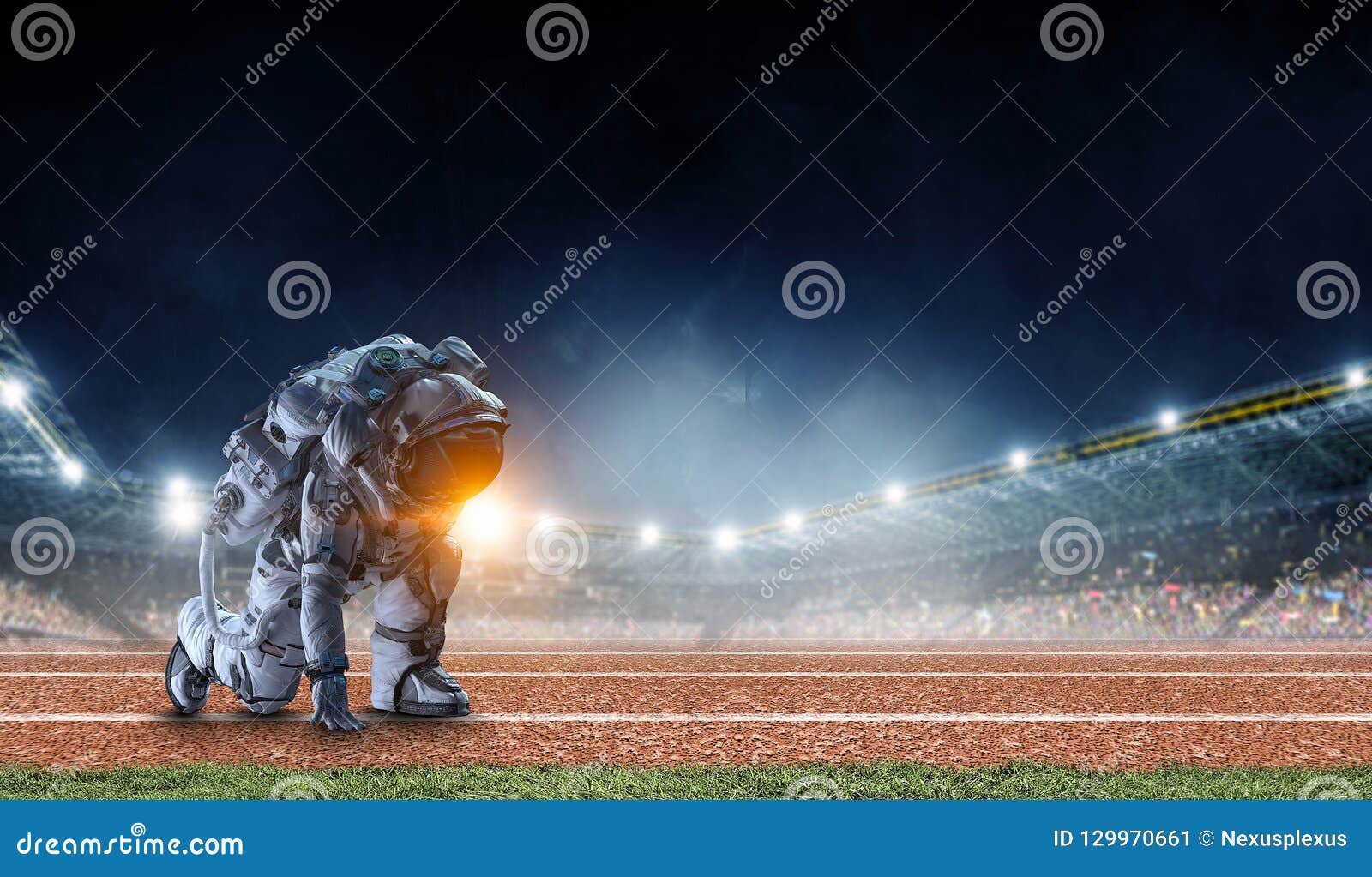 Astronaut Starting To Run. Mixed Media Stock Illustration ...