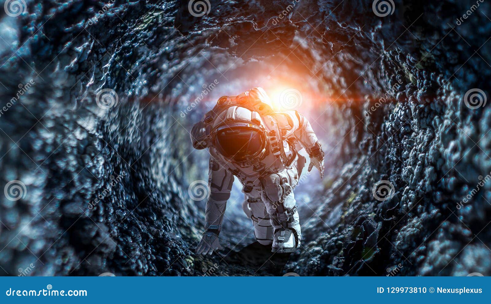 Astronaut Starting To Run. Mixed Media Stock Illustration ...