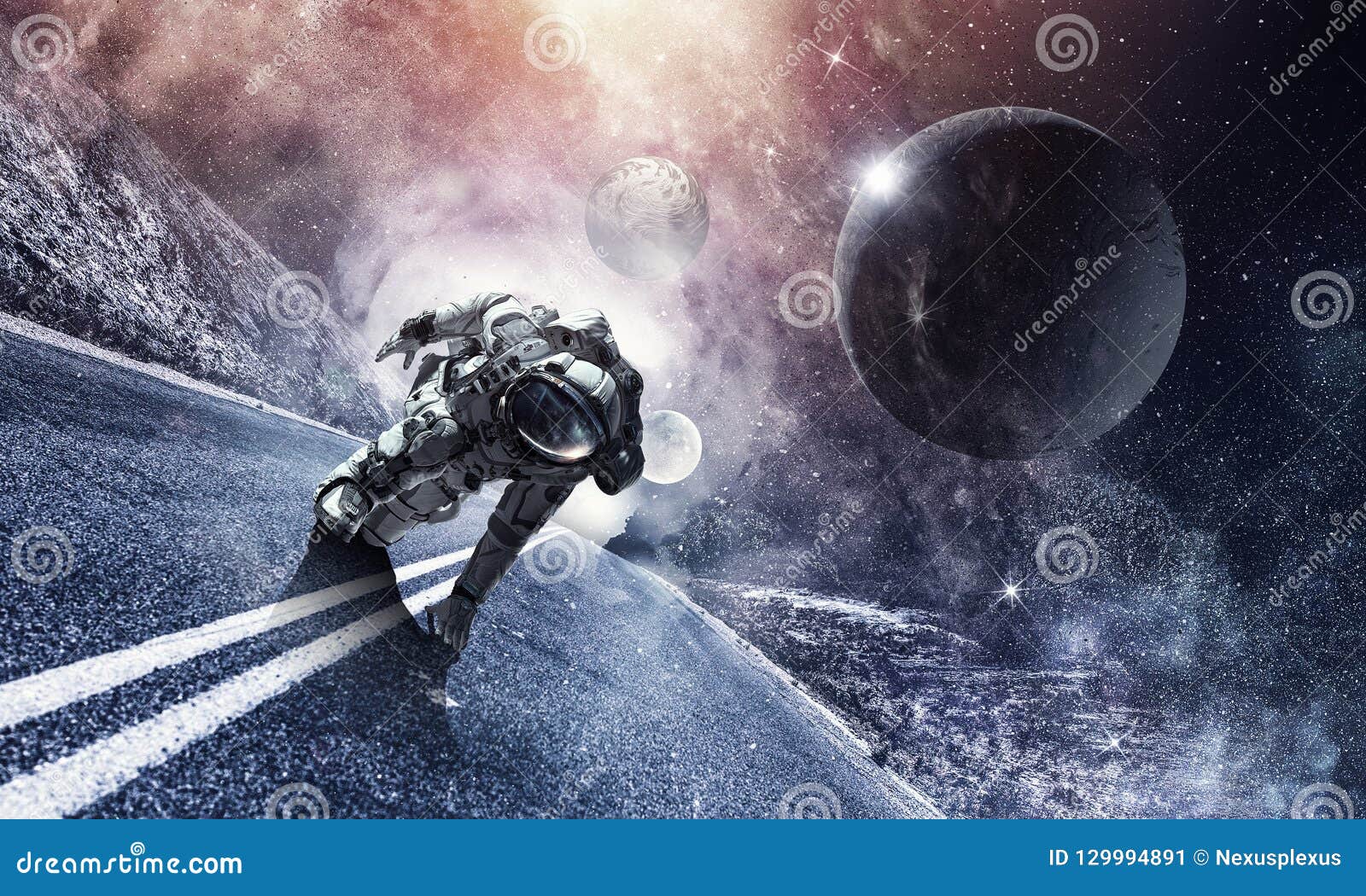 Astronaut Starting To Run. Mixed Media Stock Illustration ...