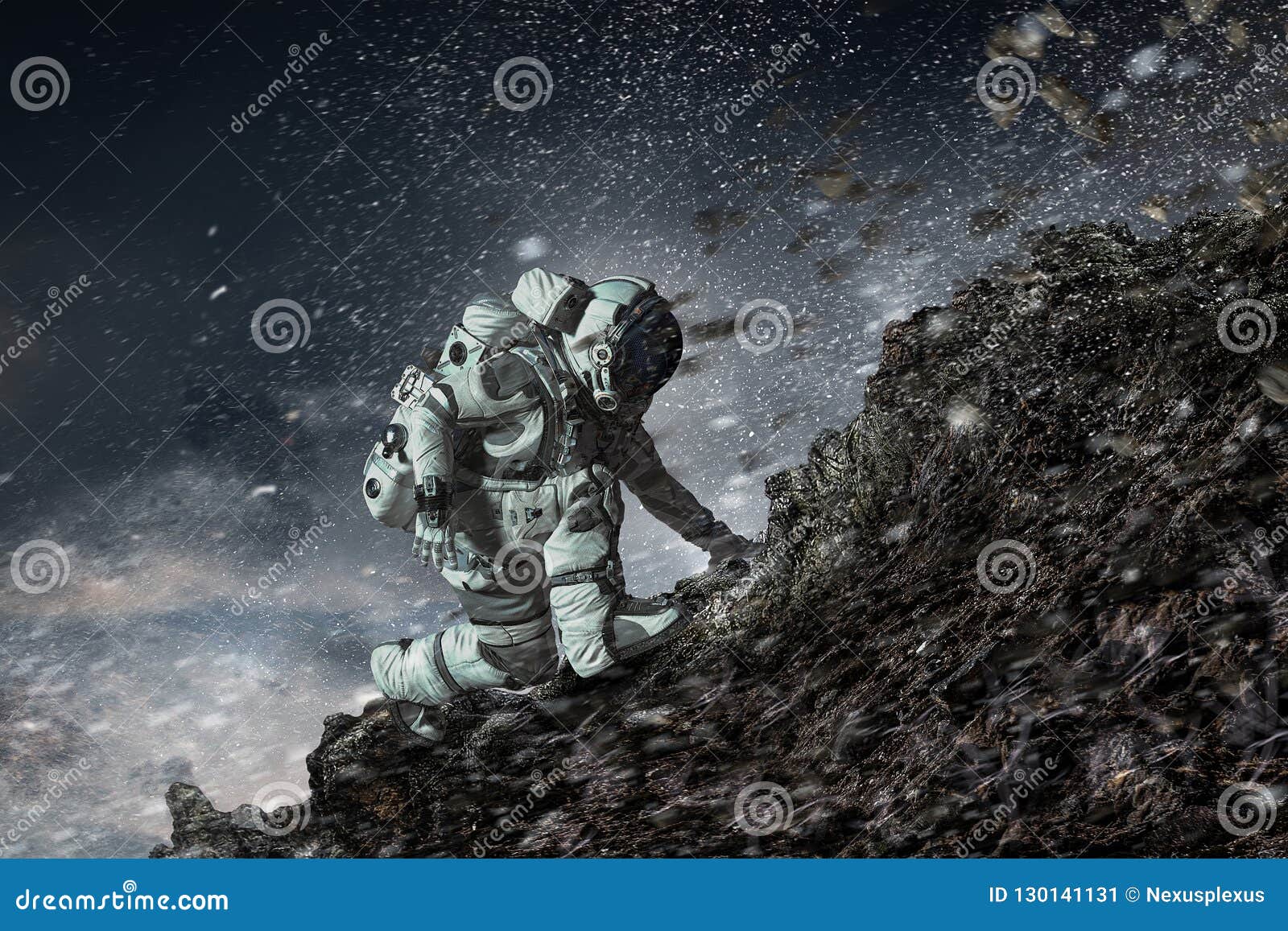 Astronaut Starting To Run. Mixed Media Stock Illustration ...