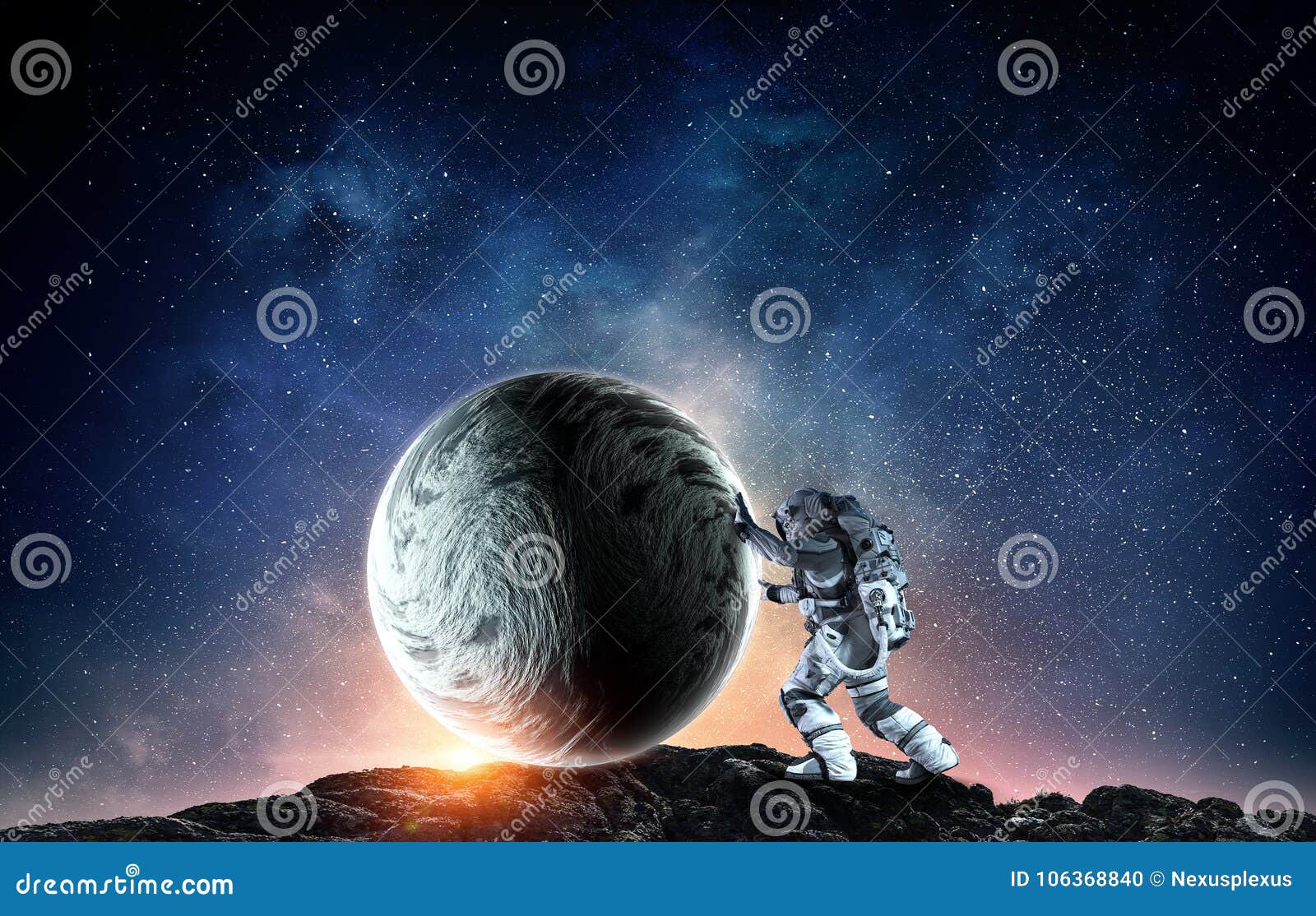 Spaceman and His Mission. Mixed Media Stock Illustration - Illustration ...
