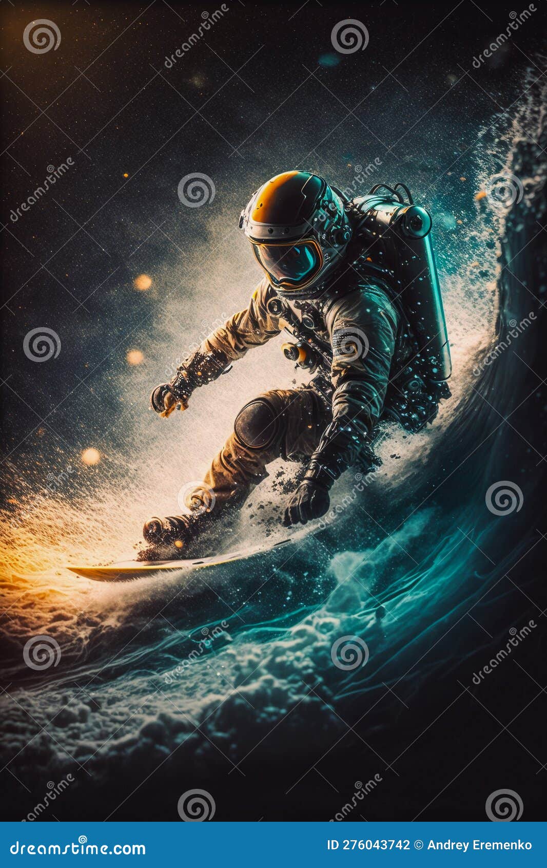 An Astronaut Surfing in Space. Generative Ai Stock Illustration - Illustration of exploration ...