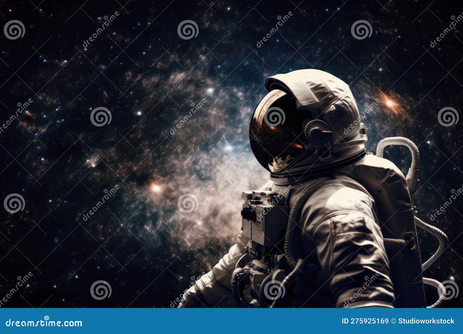 Astronaut, Surrounded by Infinity of Space, Gazing at the Distant Stars ...
