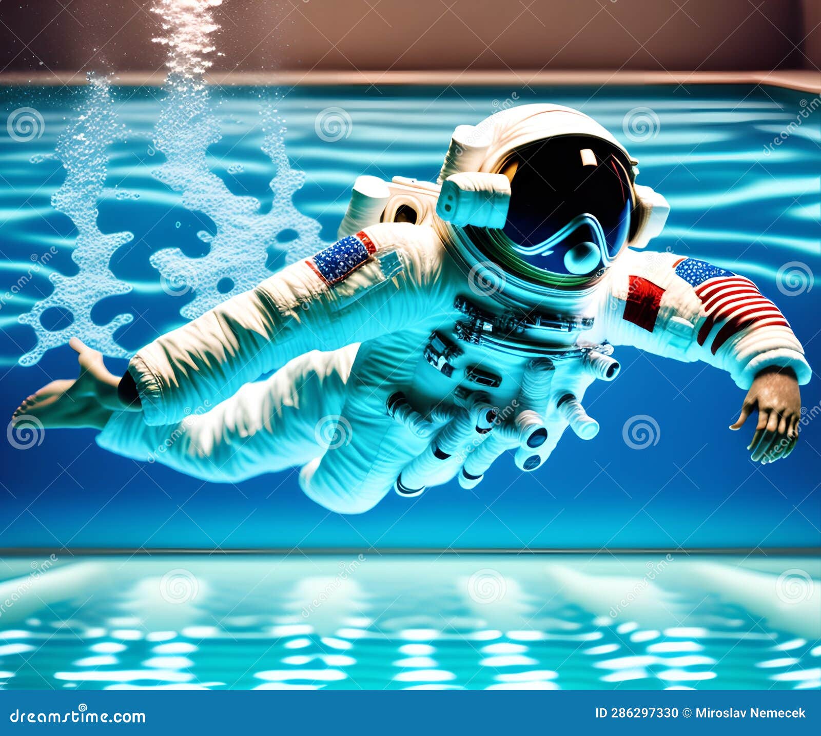 Astronaut Swimming in Pool, Generative AI Illustration Stock ...