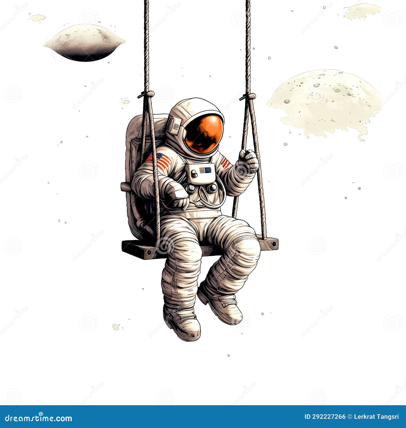 Astronaut on Swing in Space Stock Illustration - Illustration of idea ...