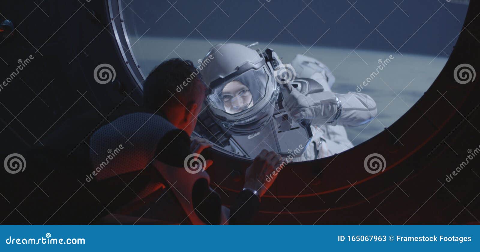 Astronaut Talking with Spacewalking Crewmate Stock Image - Image of ...