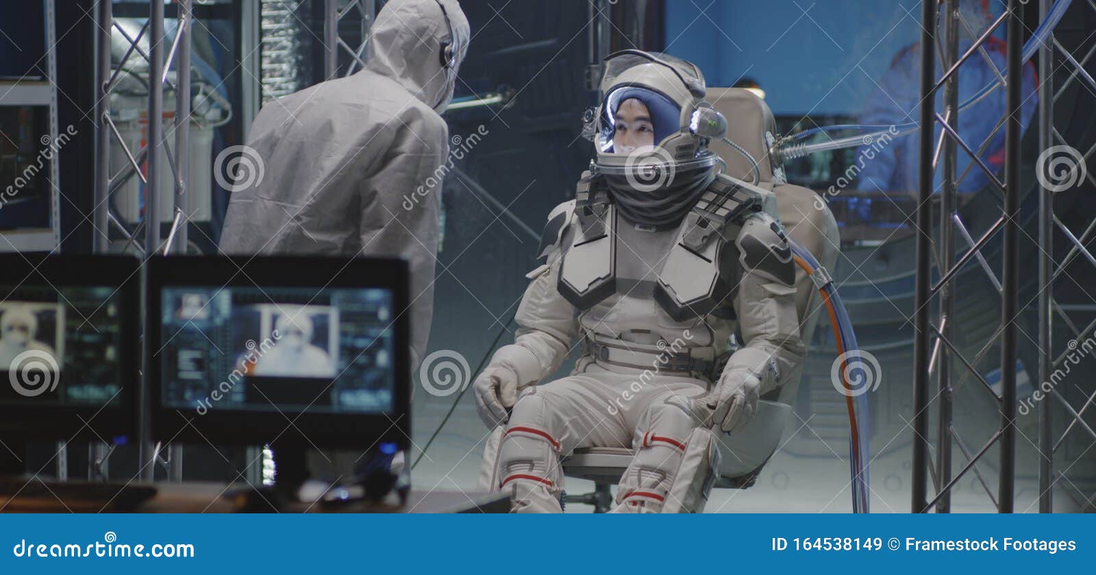 Astronaut Testing Spacesuit Camera Stock Image - Image of male ...